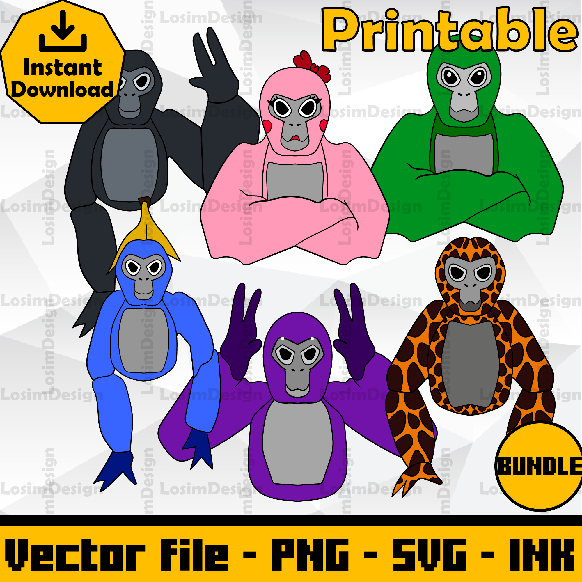 Gorilla Tag SVG,PNG Coloring pages, Gorilla Tag Printable fo | Inspire ...