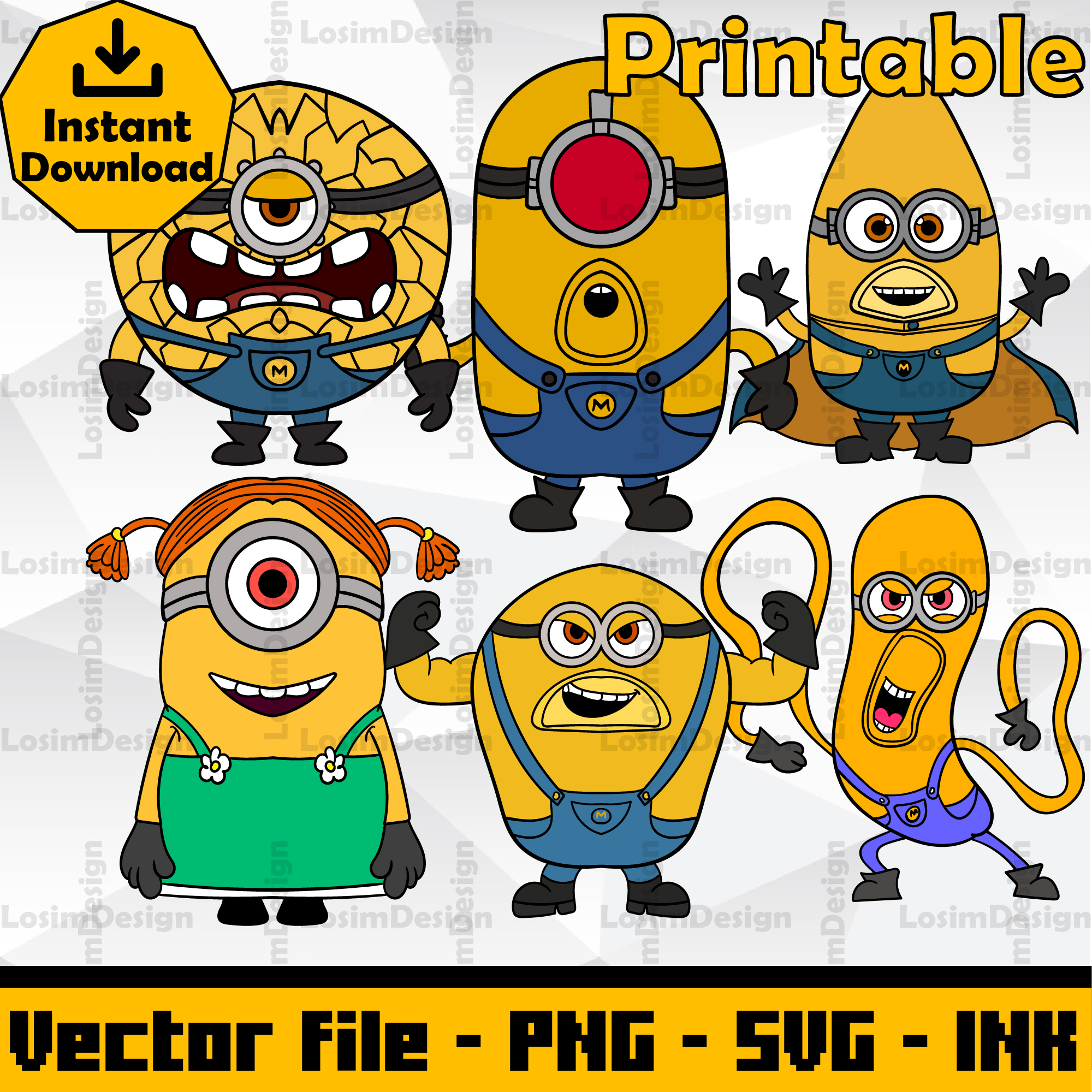 Bundle Mega Minion Gus SVG, Minion Jerry PNG, Tim from Despi | Inspire ...