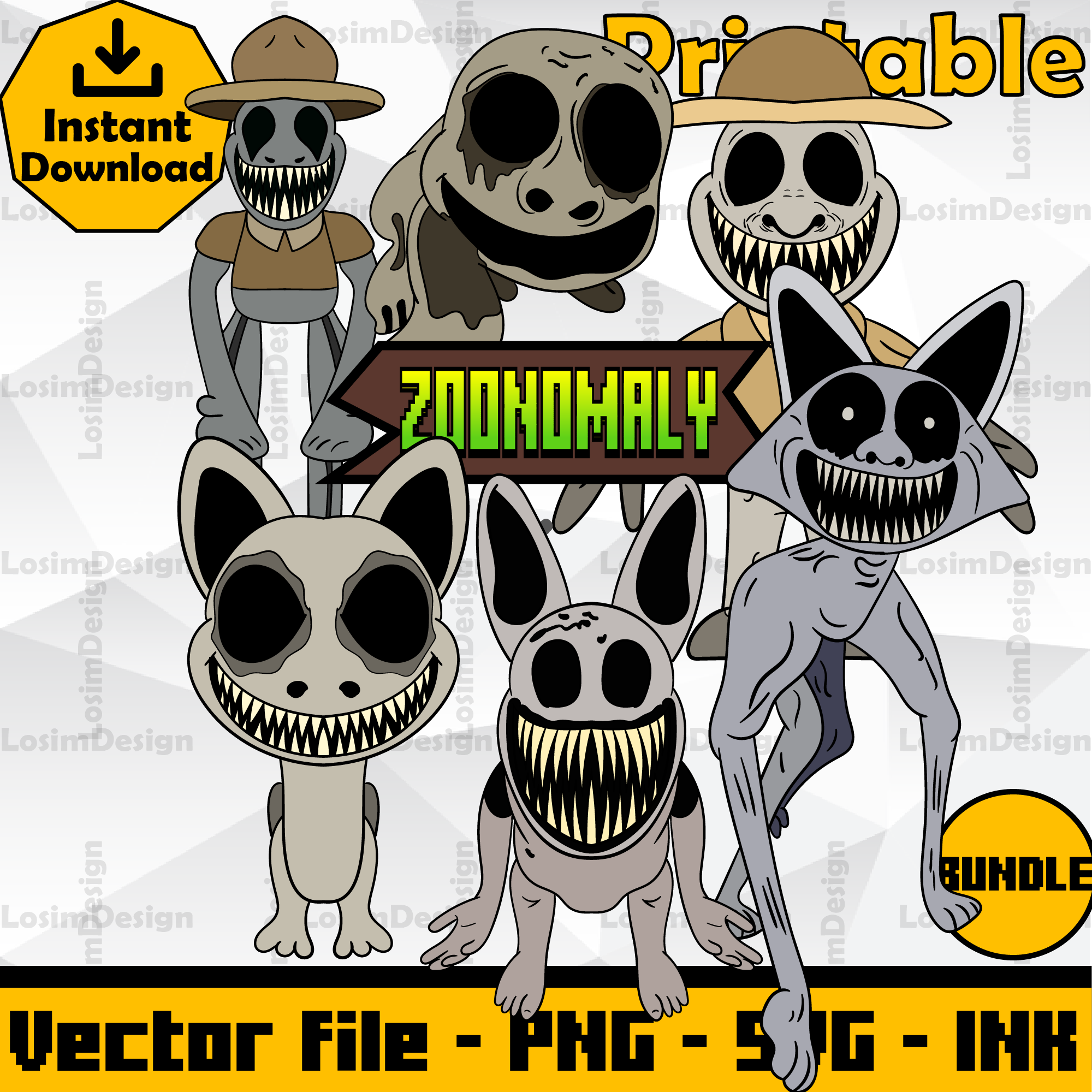 Bundle Zoonomaly SVG,PNG,Eyes Opened Rabbit Monster Sticker | Inspire ...