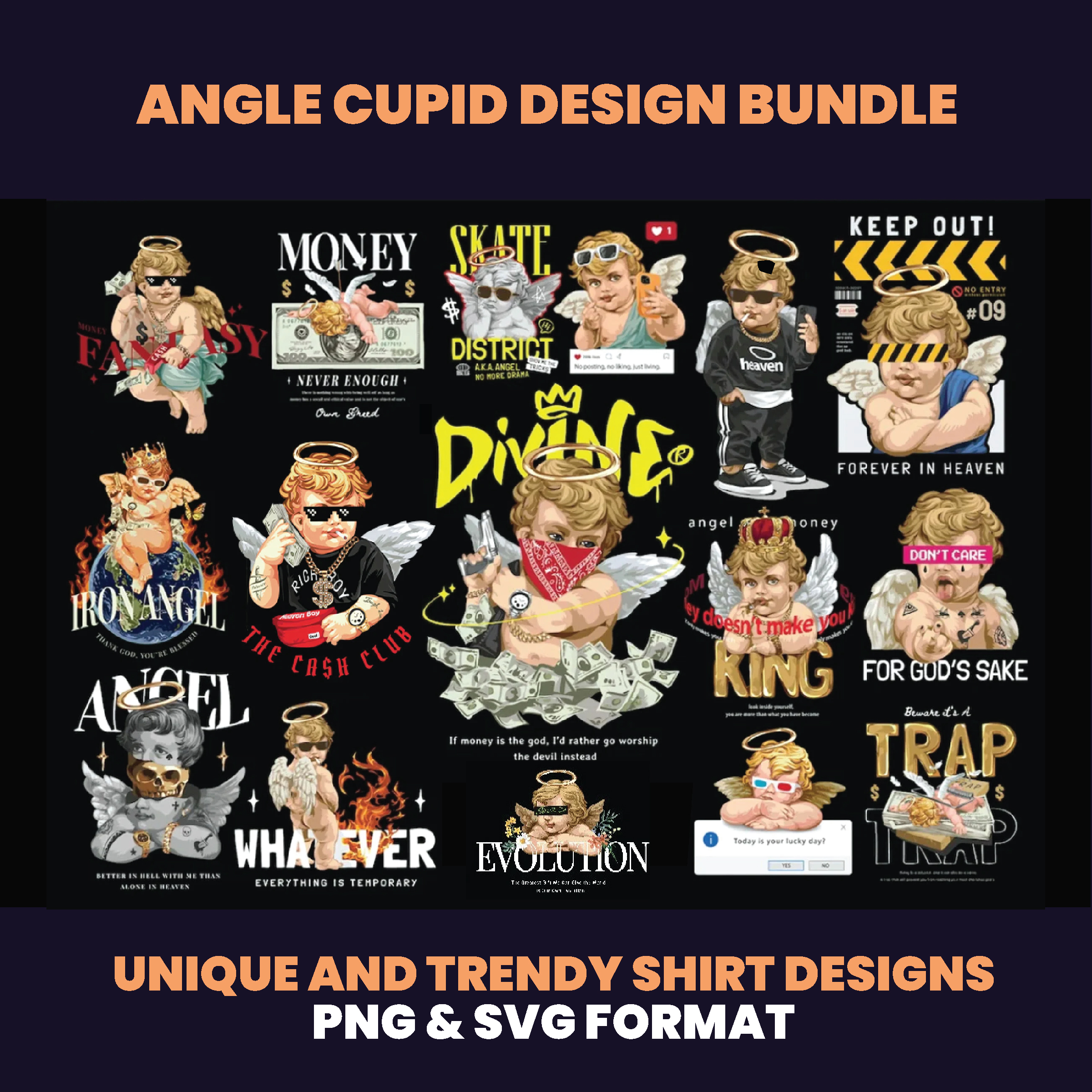 60 Angel Cupid design bundle, streetwear design, urban desig | Inspire ...