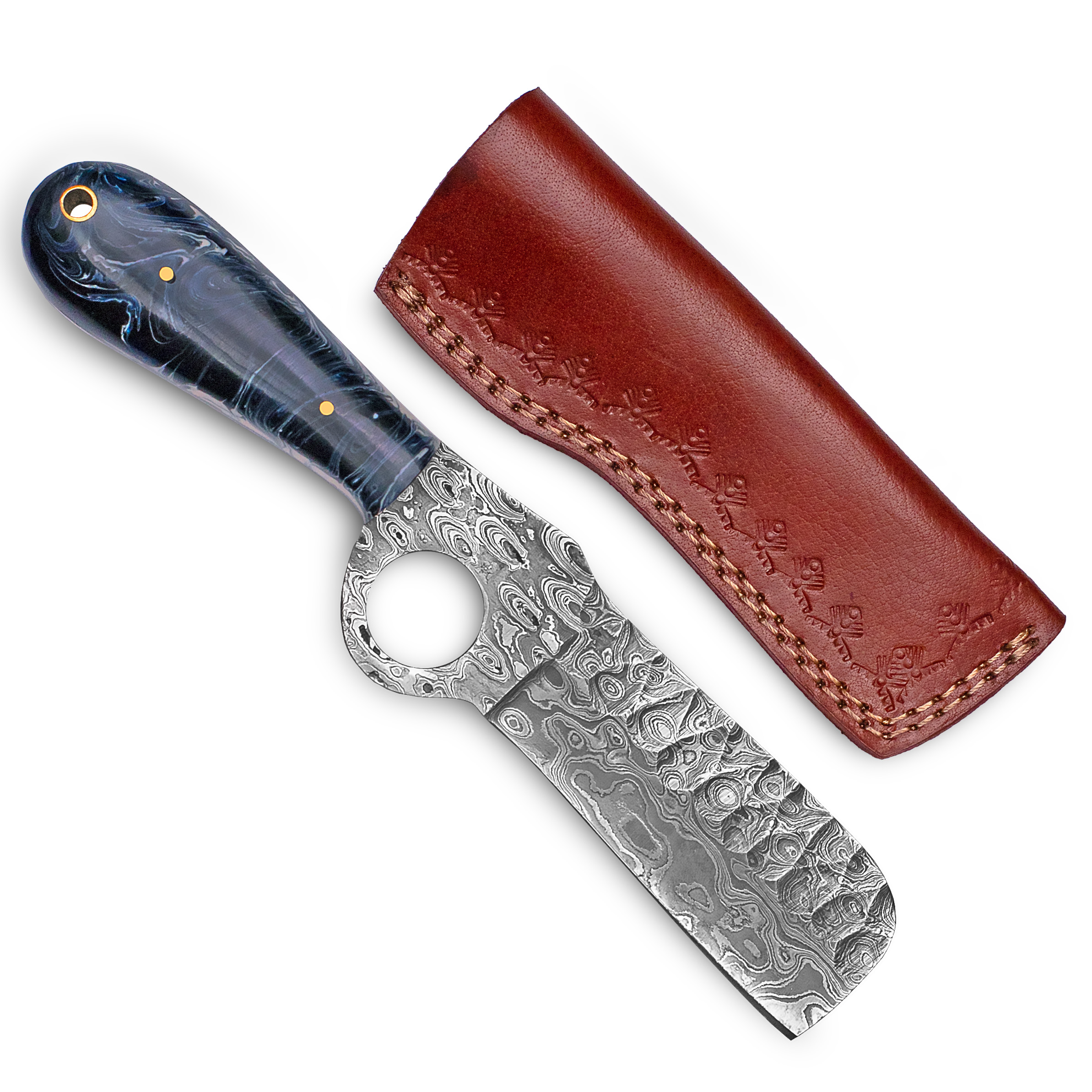 8" HANDMADE DAMASCUS STEEL COW BOY KNIFE & SHEATH, DAMASCUS | Inspire ...