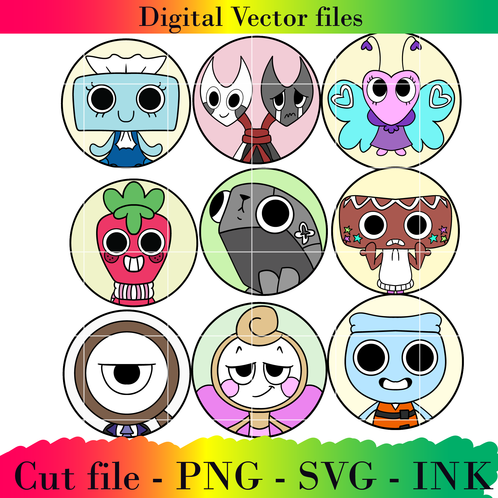 Editable Sticker Pack Dandy World AI file Project Printable | Inspire ...