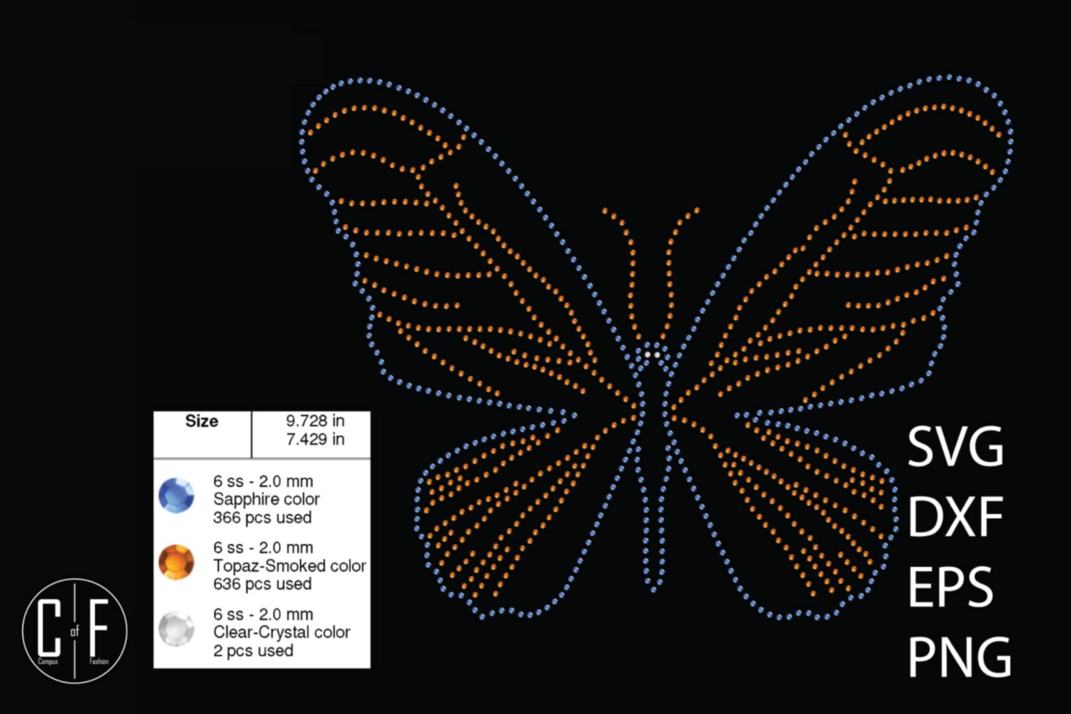 Butterfly Rhinestone Template-1018 | Inspire Uplift