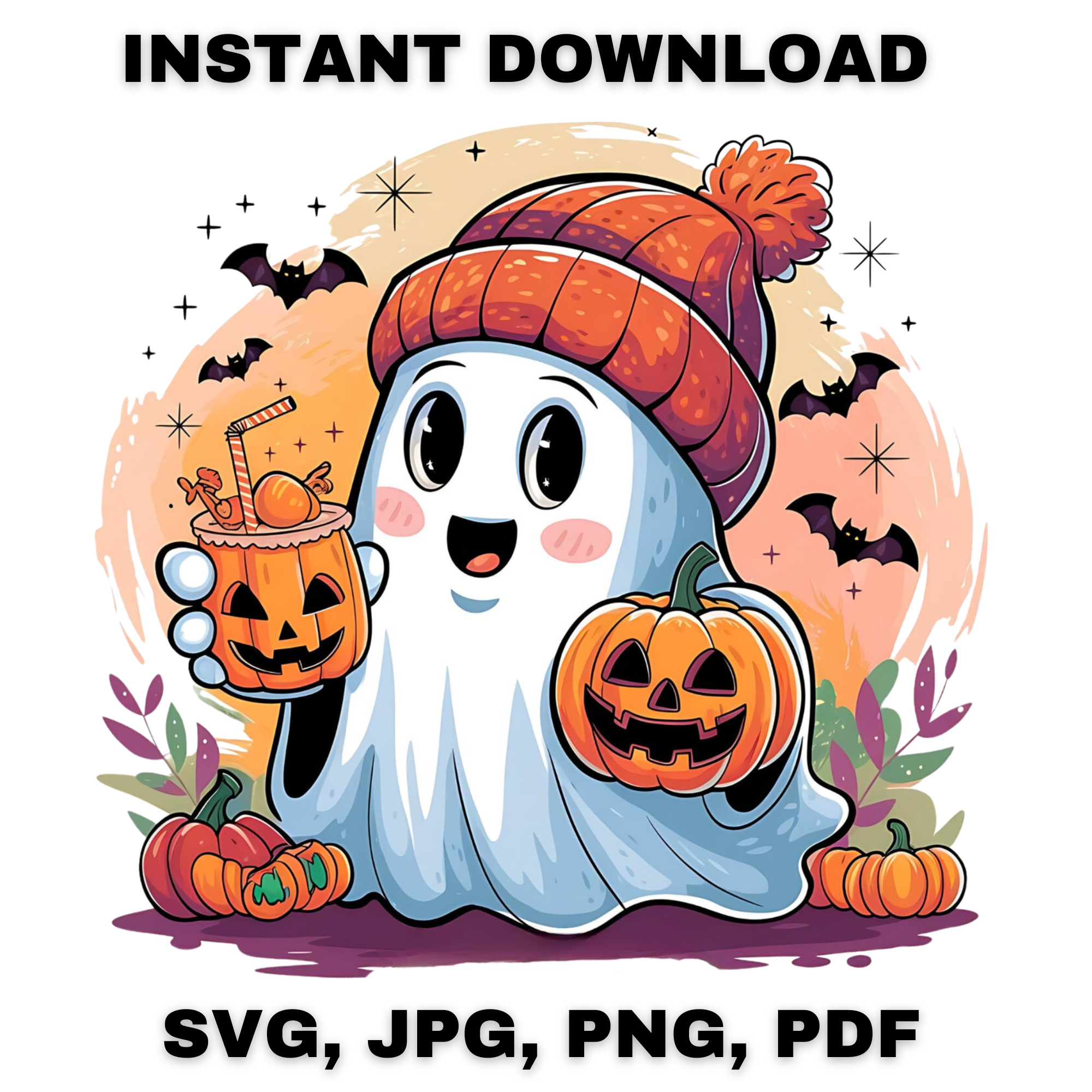 Adorable Halloween Ghost Clipart Cute Kawaii Ghost with Pump | Inspire ...