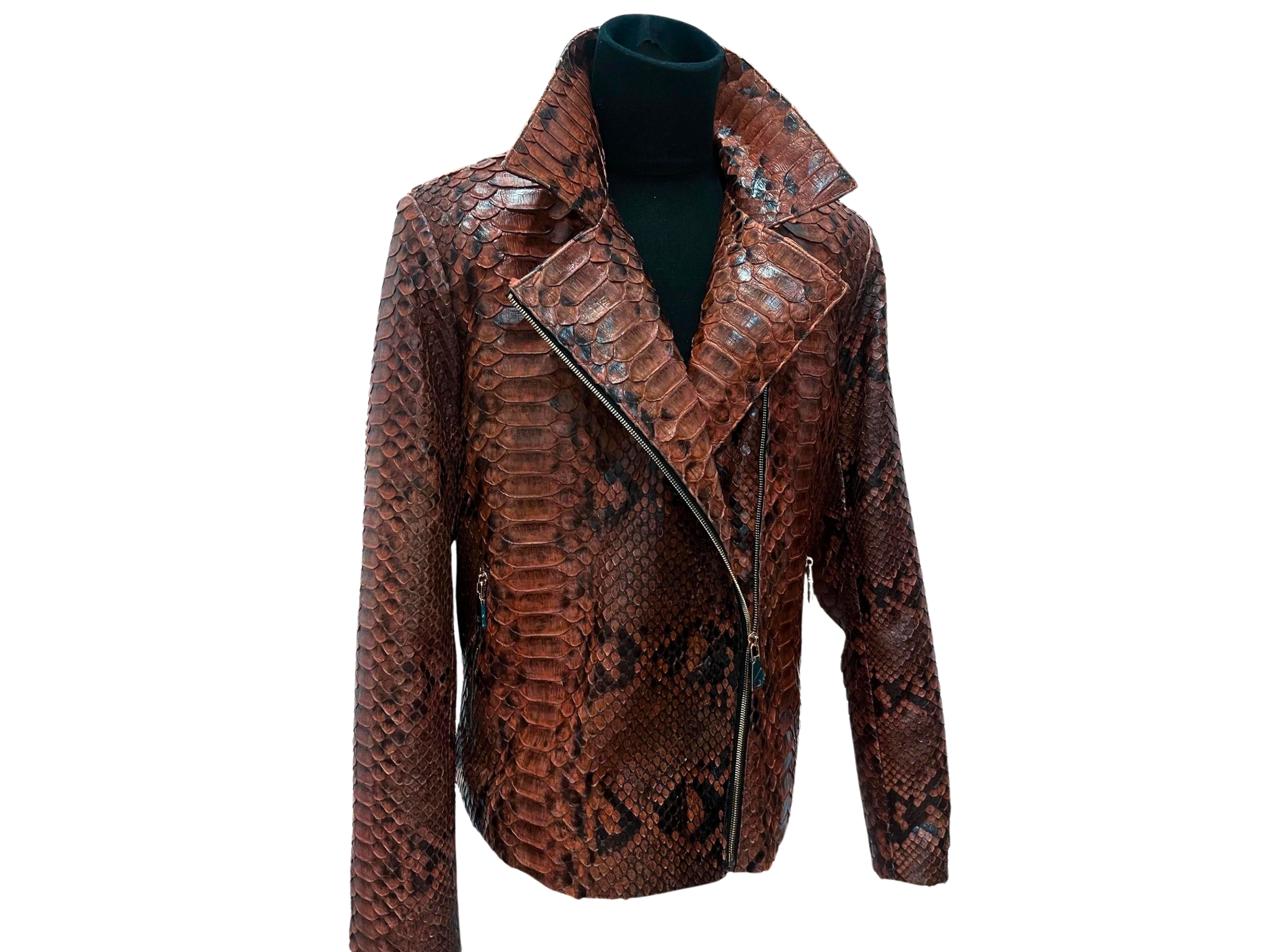 Dark Brown Python Leather Jacket | Inspire Uplift