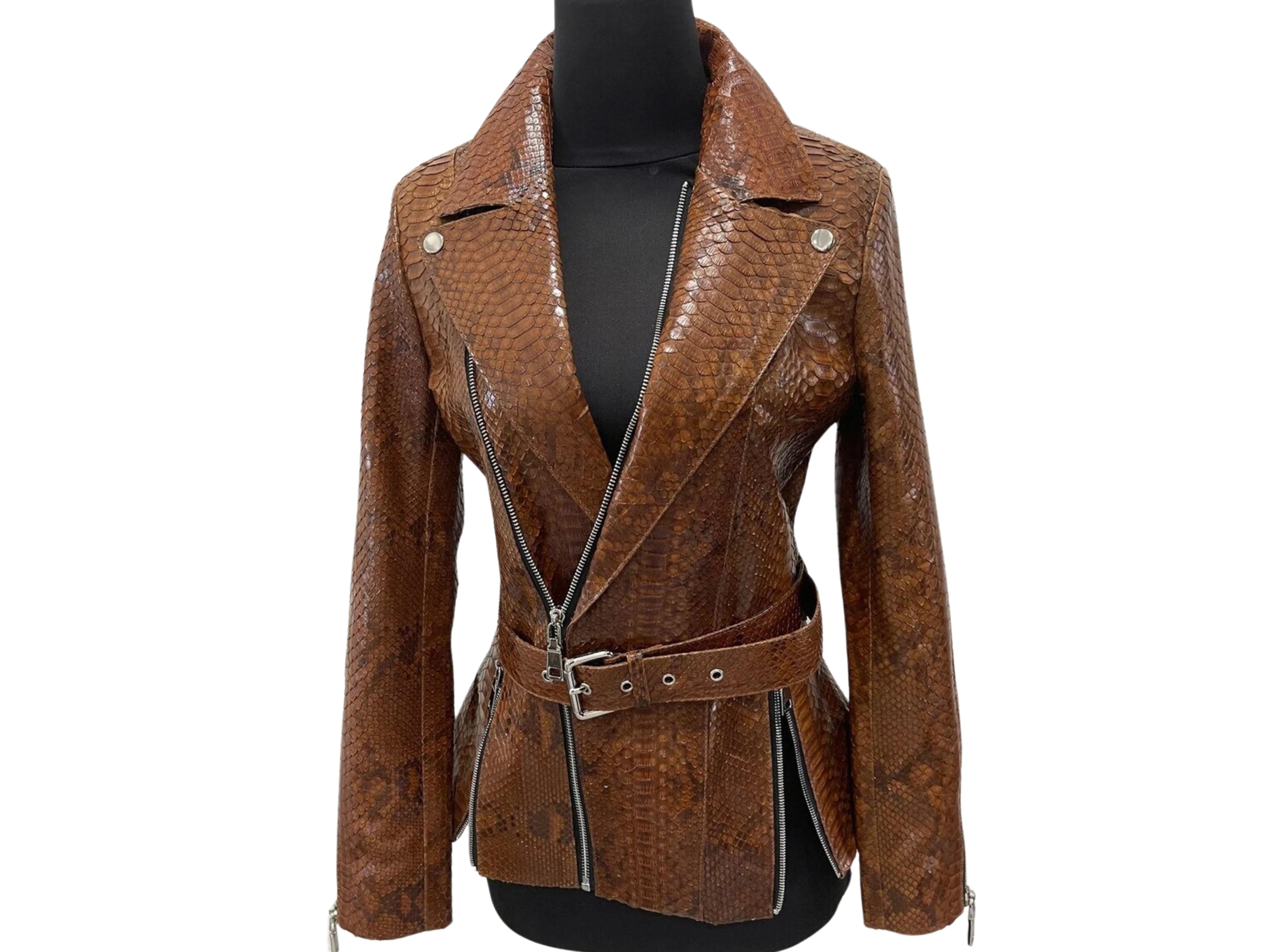 Brown Leather Blazer - Real Python Snakeskin Jacket | Inspire Uplift