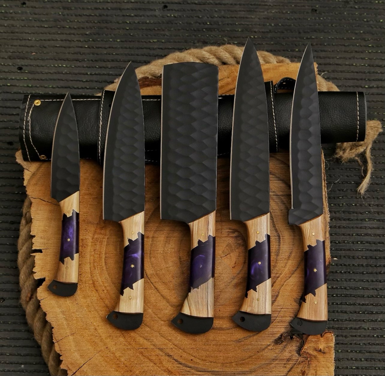 Hand Forged Carbon Steel Chef Knife Set Of 5 Pcs, BBQ Knive | Inspire ...