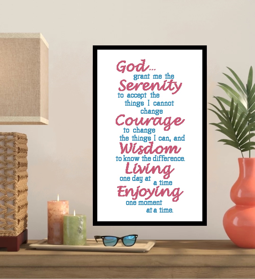 Serenity Prayer Half Version Cross Stitch Pattern -366 | Inspire Uplift