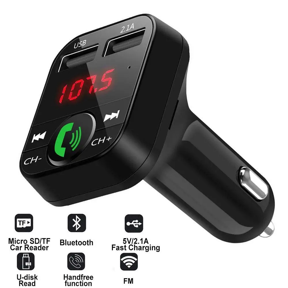 Black Car Bluetooth Wireless Hand-free Transmitter Dual USB | Inspire ...