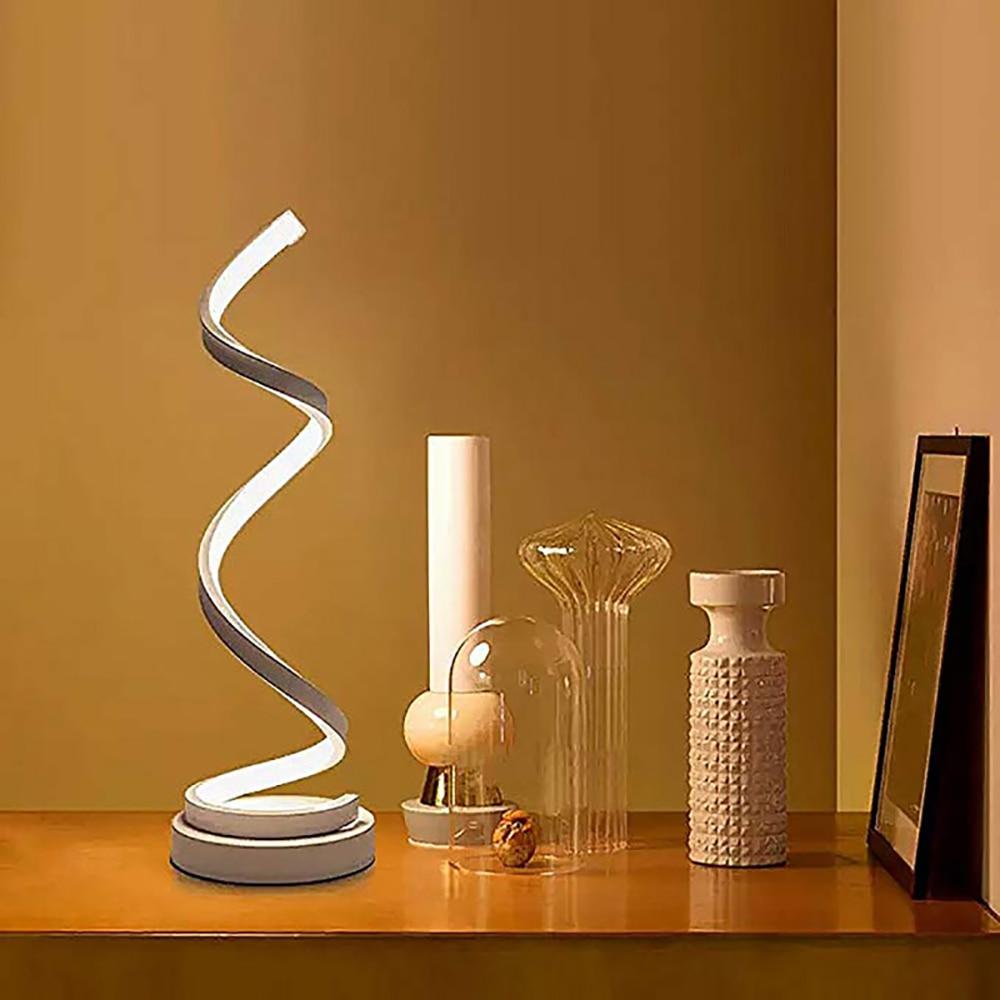 LED Spiral Table Lamp Modern Curved Desk Bedside Lamp Dim ab | Inspire ...