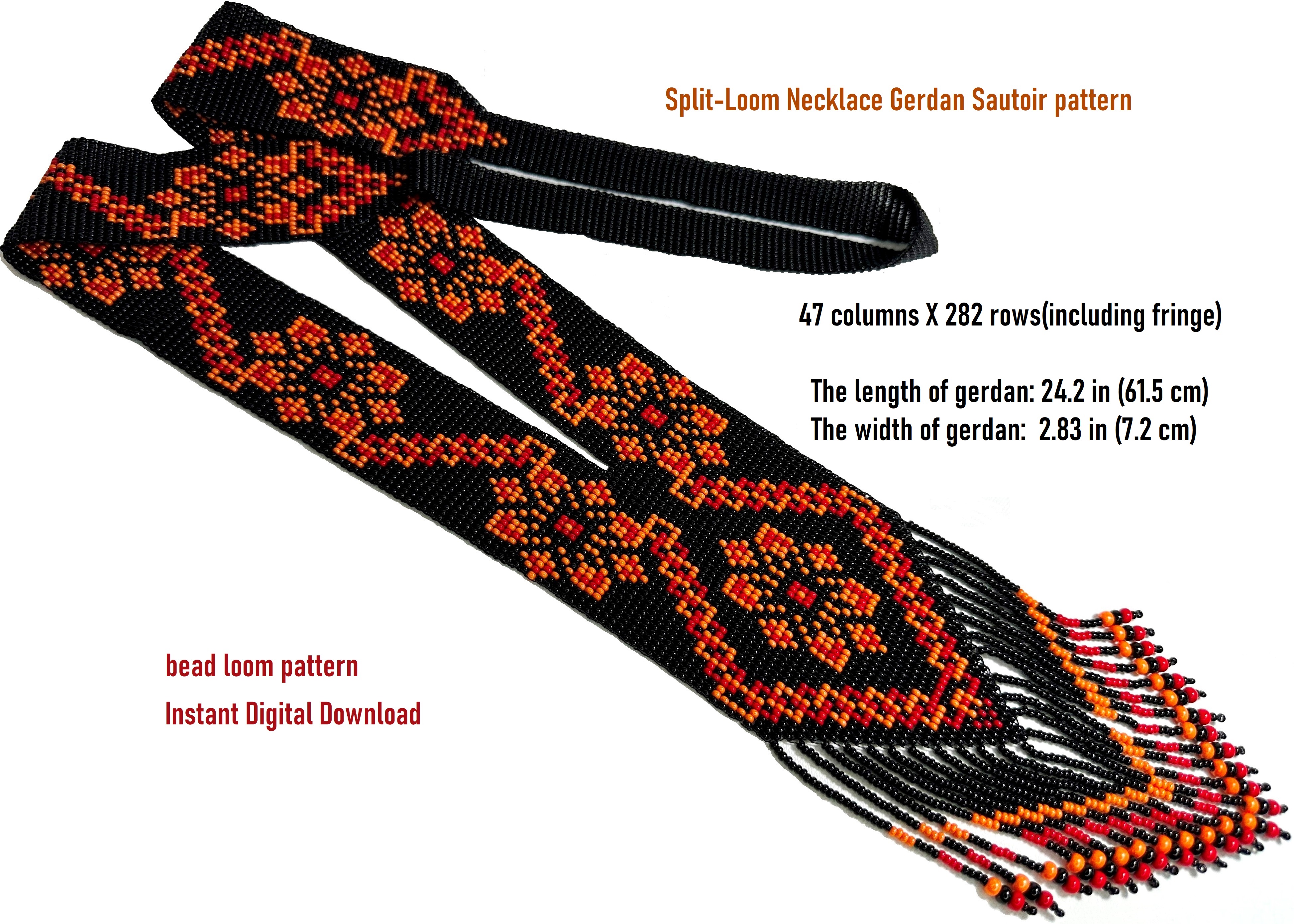 Bead loom pattern, Gerdan-Split-Loom Necklace Beaded Sautoir | Inspire ...