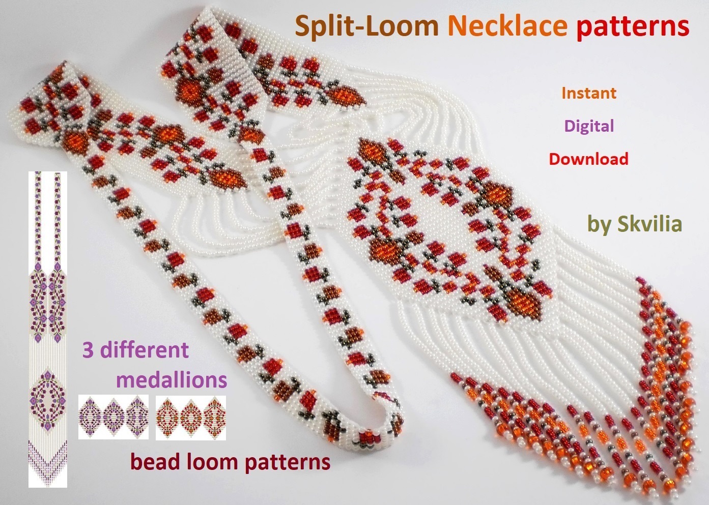 Gerdan Split-Loom Necklace patterns, Bead loom, Weaving Loom | Inspire ...