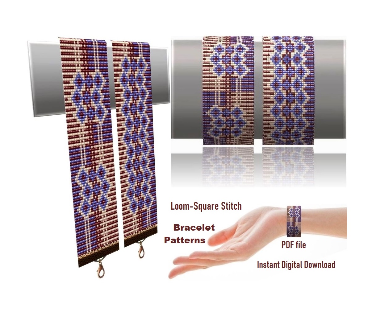 Cuff Bracelet Loom Square Stitch Bead Patterns, Luck Bracele | Inspire ...