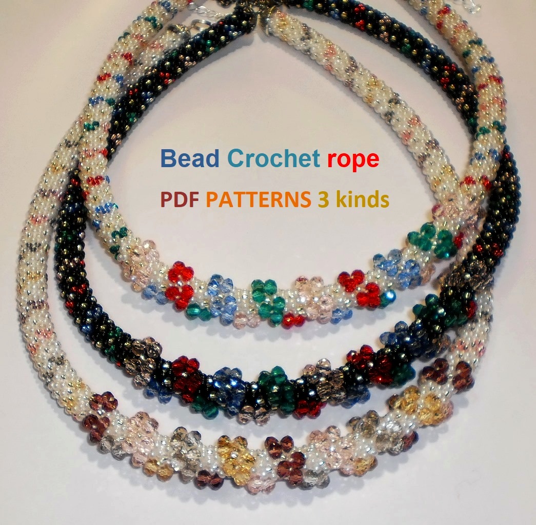 Slim Bead Crochet rope patterns, Bows necklace and bracelet, | Inspire ...
