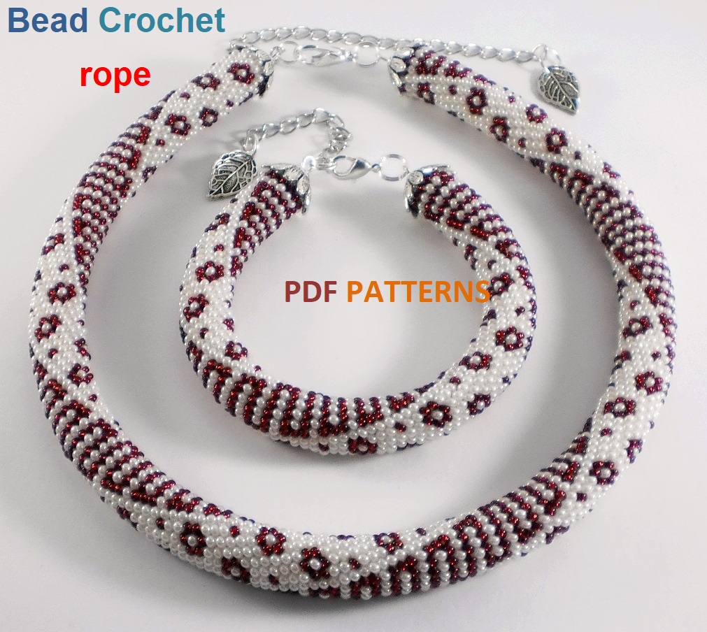 Bead Crochet rope patterns, Heavenly Light necklace and brac | Inspire ...