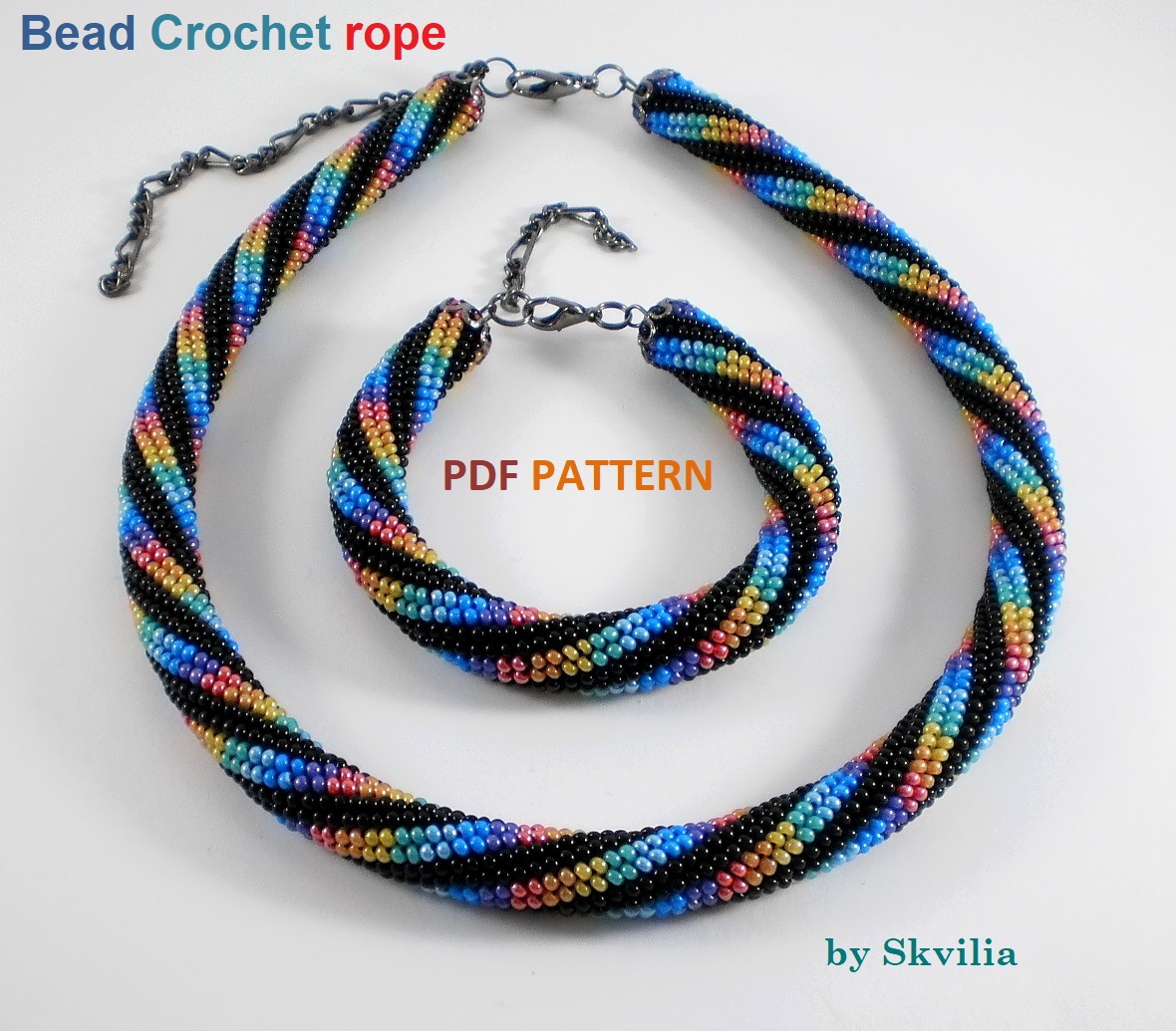 Bead Crochet rope patterns, Running Across necklace and brac | Inspire ...