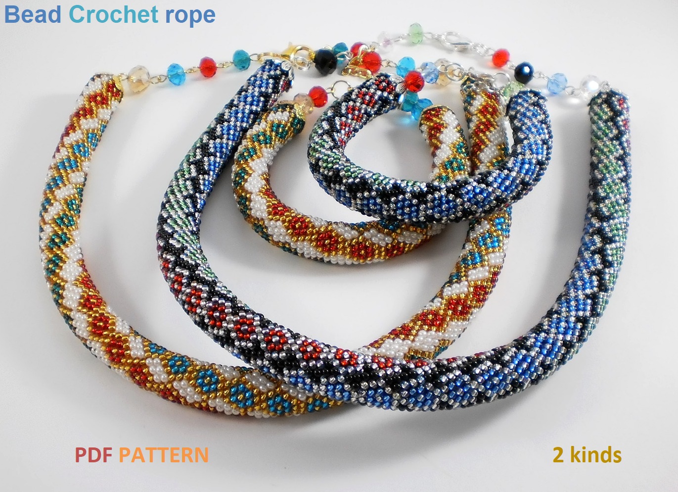 Bead Crochet rope patterns, Garland Of Flowers necklace and | Inspire ...