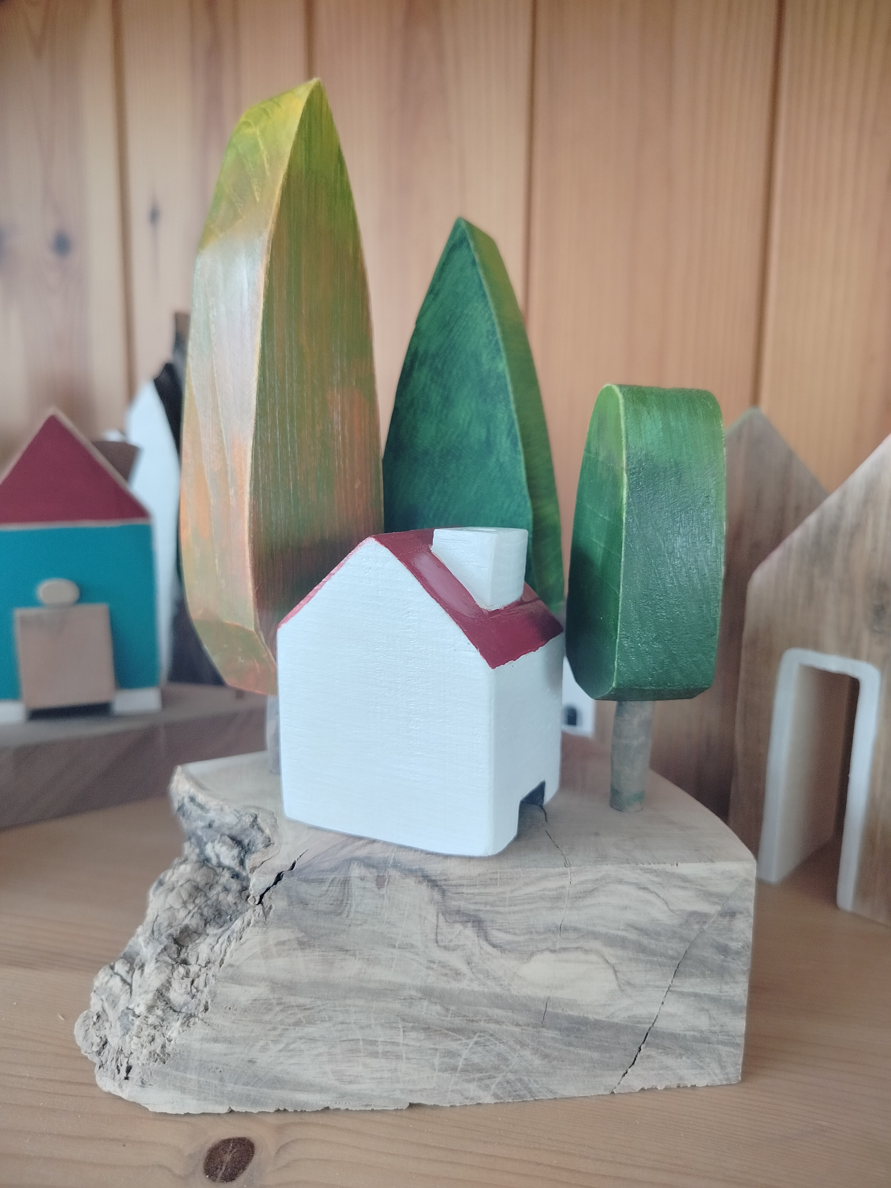 Miniature wooden incense house and trees | Inspire Uplift