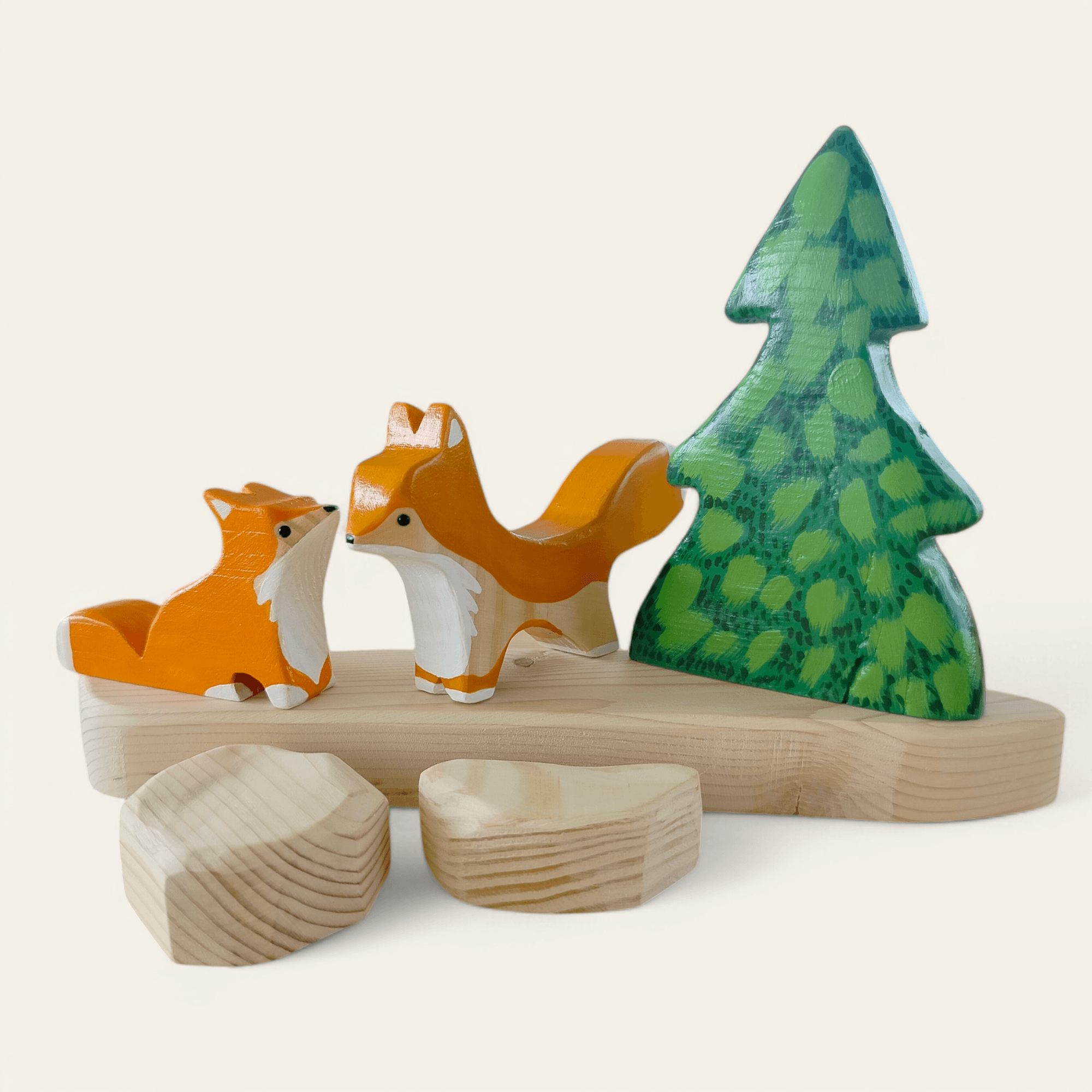 Handmade wooden fox toy set | Inspire Uplift
