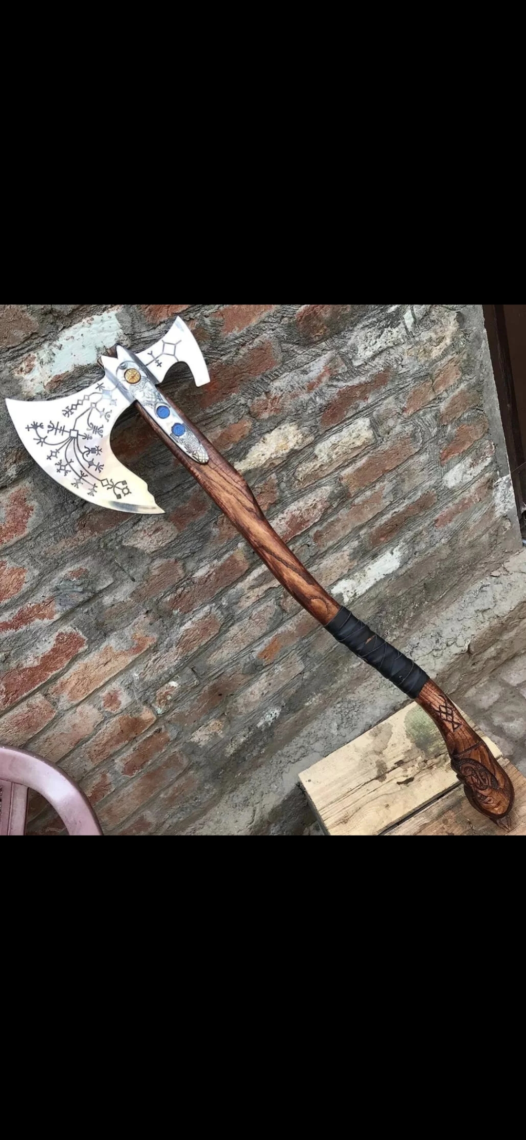 Handmade Kratos GoW Axe, Leviathan Axe with Leather Sheath , | Inspire ...