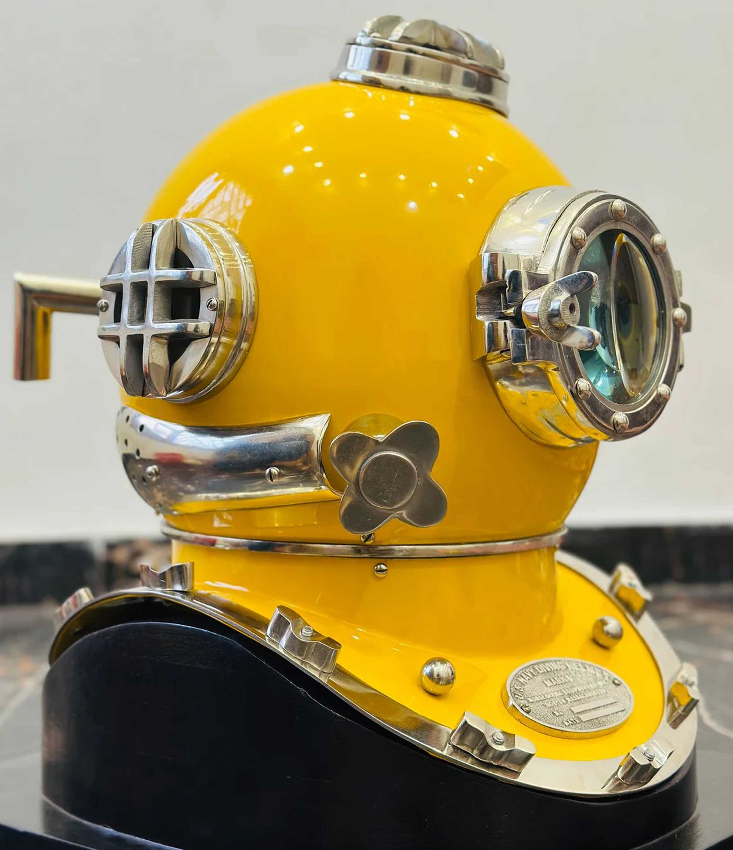 Yellow Diving Helmet US Navy Deep Sea Divers Helmet Nautical | Inspire ...