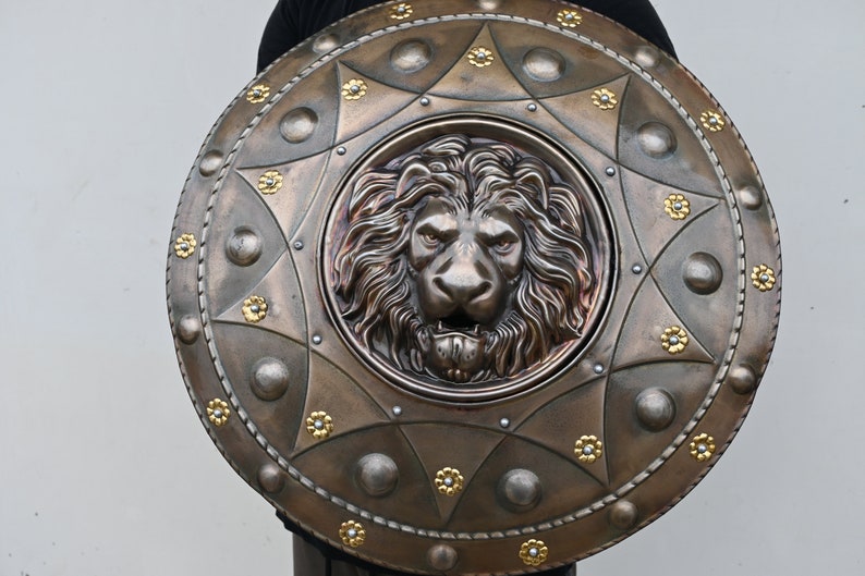 Medieval Historical Lion Face Steel Shield Handcrafted Armor | Inspire ...