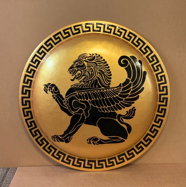 Authentic Greek Hoplite GOLD LION Shield | Inspire Uplift