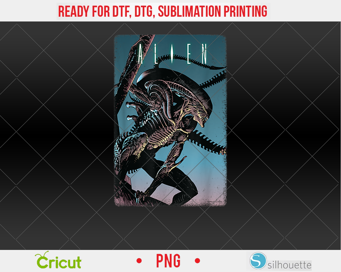 Alien Xenomorph Illustrated Poster PNG | Inspire Uplift