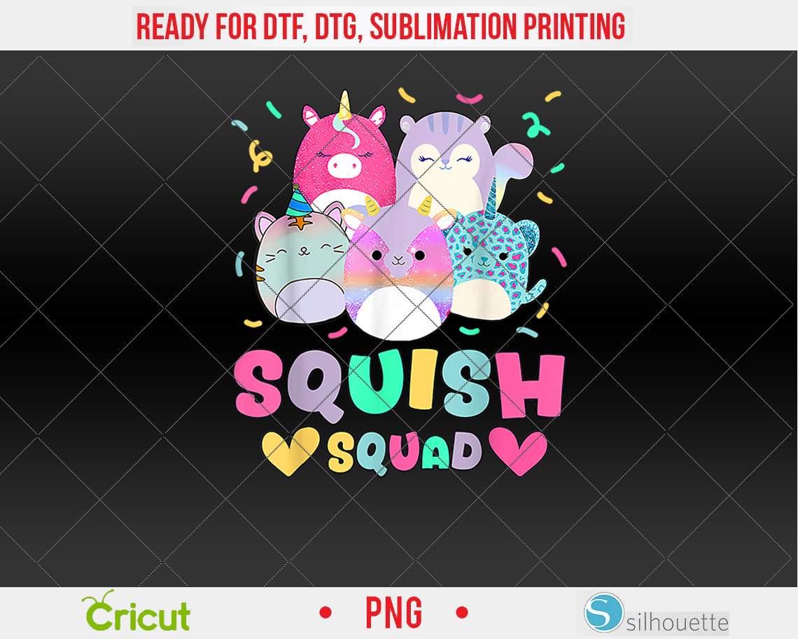 Squish Squad Birthday For Girls Kids Toddlers PNG | Inspire Uplift