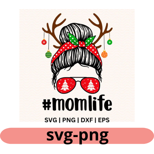 Christmas Messy Bun SVG Cut File - Layered | Inspire Uplift