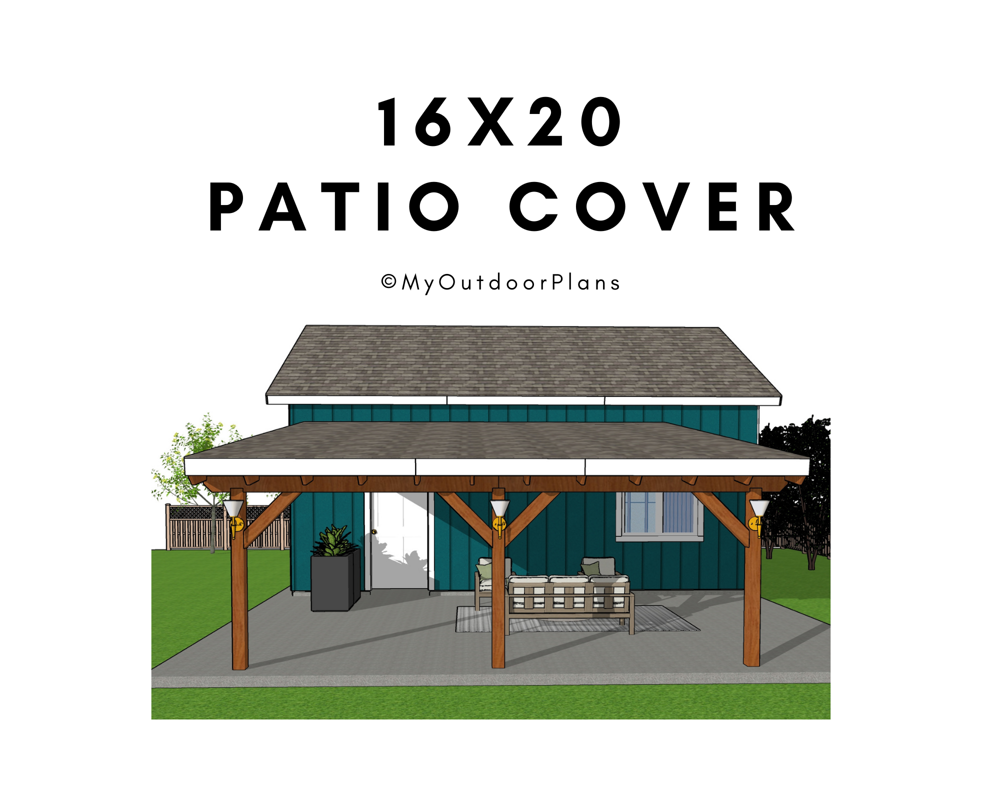 16x20 Lean to Patio Cover Plans - Inspire Uplift