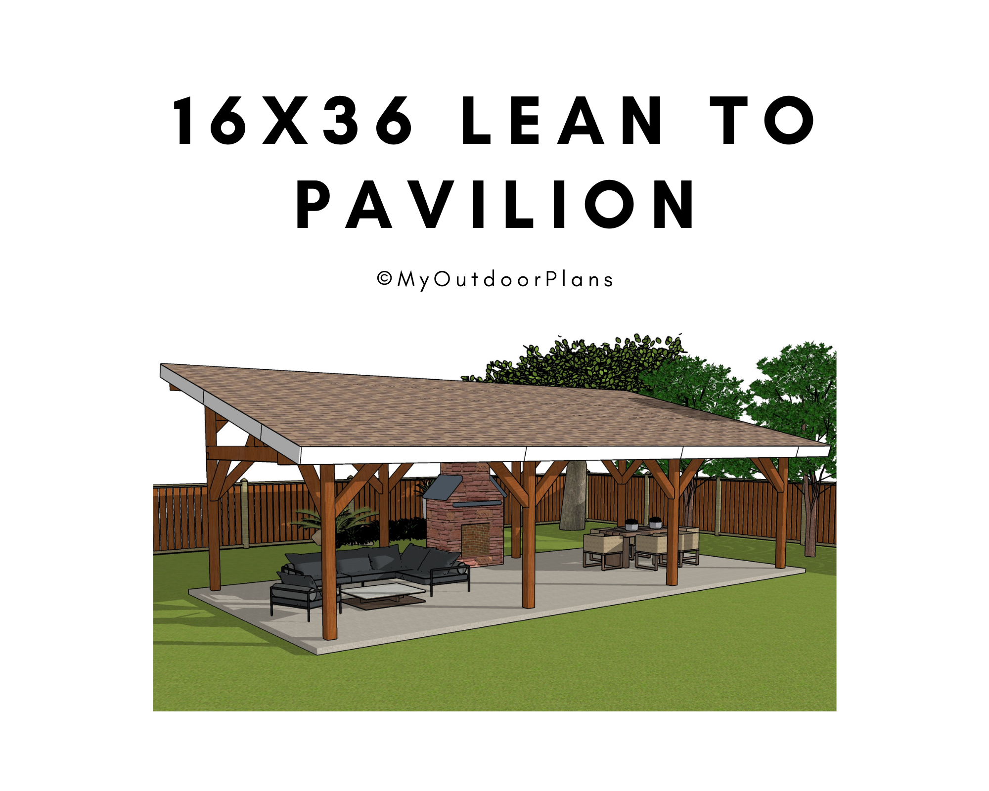 16x36 Lean to Pavilion Plans - Large Gazebo Plans - Inspire Uplift