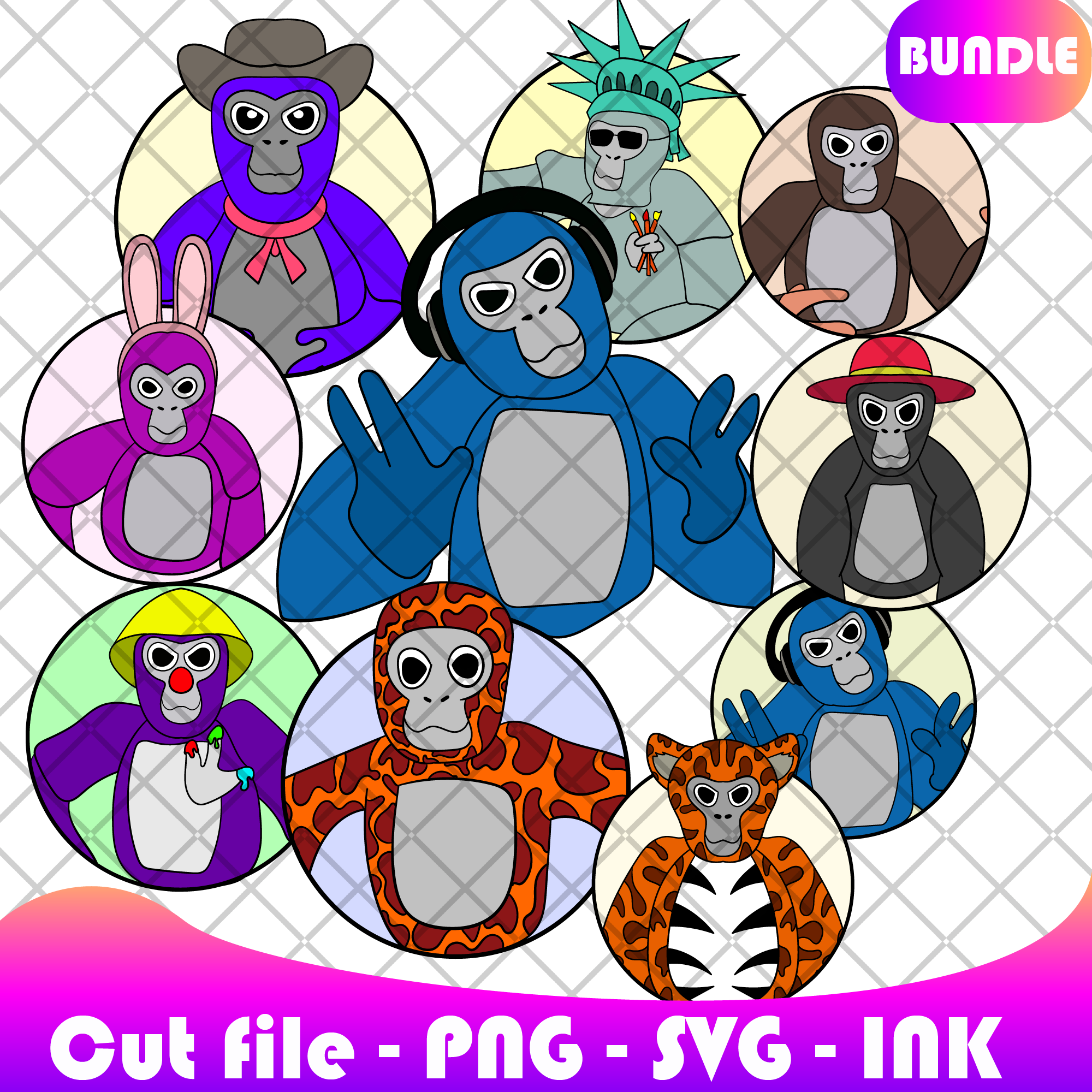 Bundle Stickers Gorilla Tag SVG, PNG, Ink, Gorilla Tag color | Inspire ...