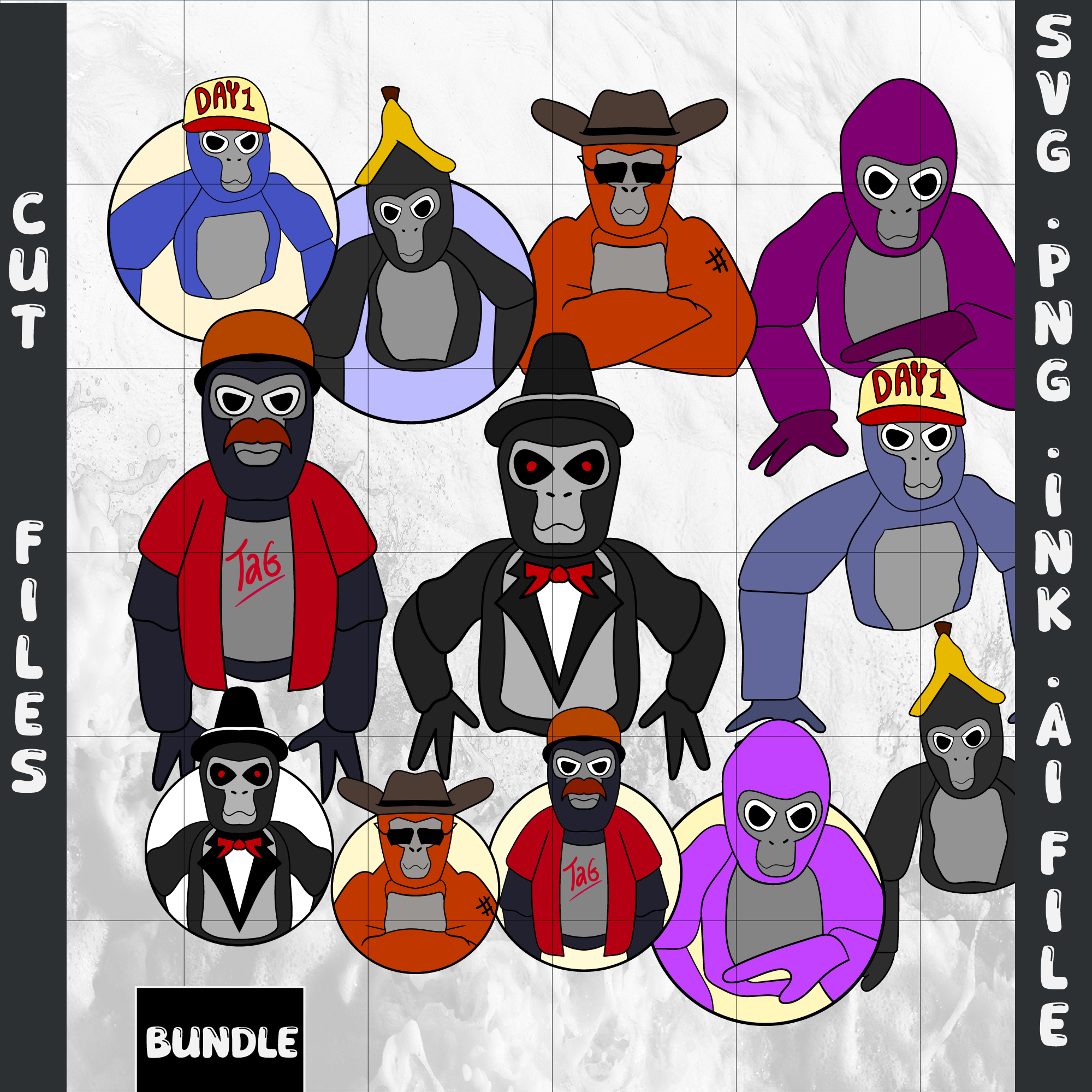 Editable Gorilla Tag SVG, Gorilla Tag PNG Coloring pages, Go | Inspire ...