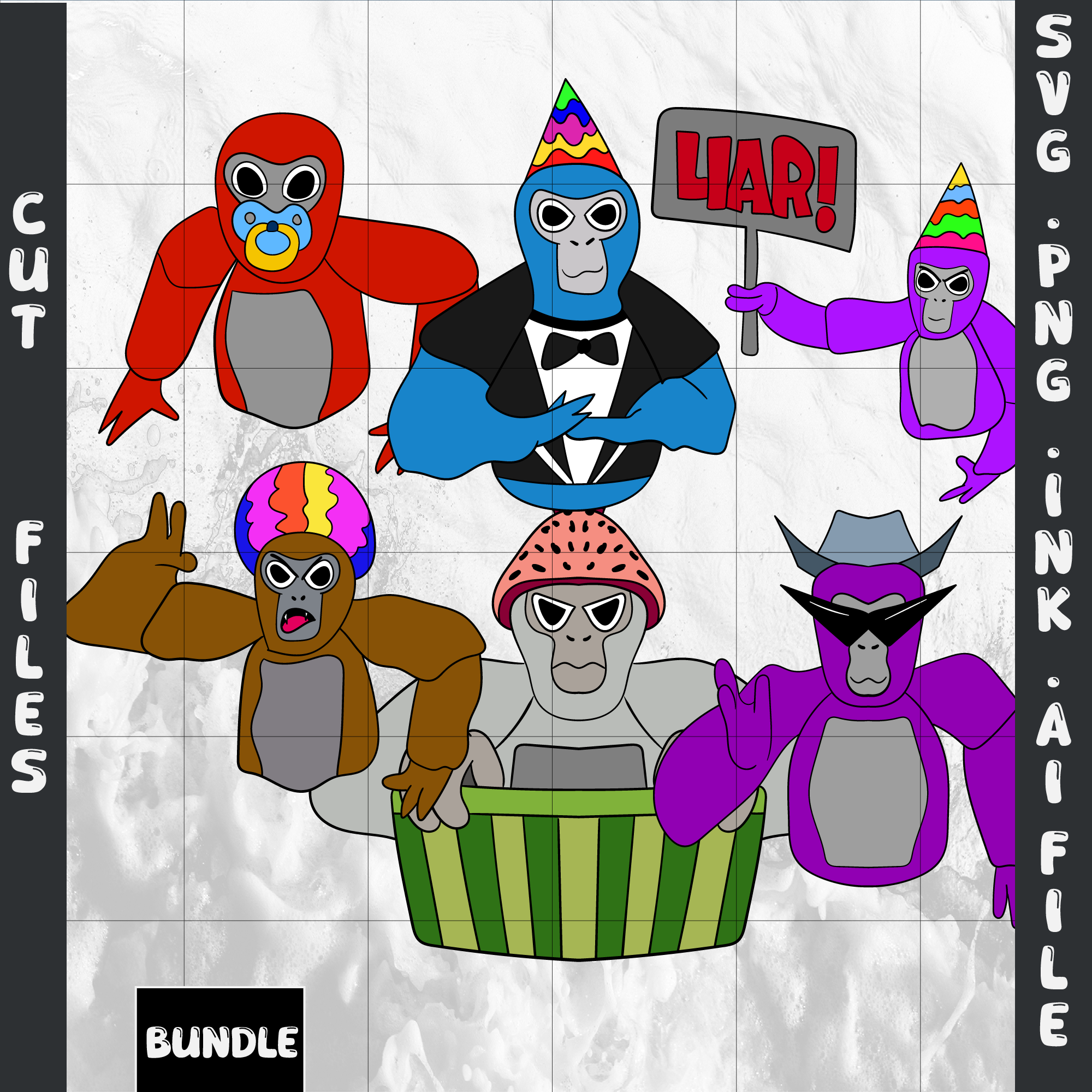 Bundle Editable Gorilla Tag SVG, Gorilla Tag PNG, Coloring p | Inspire ...