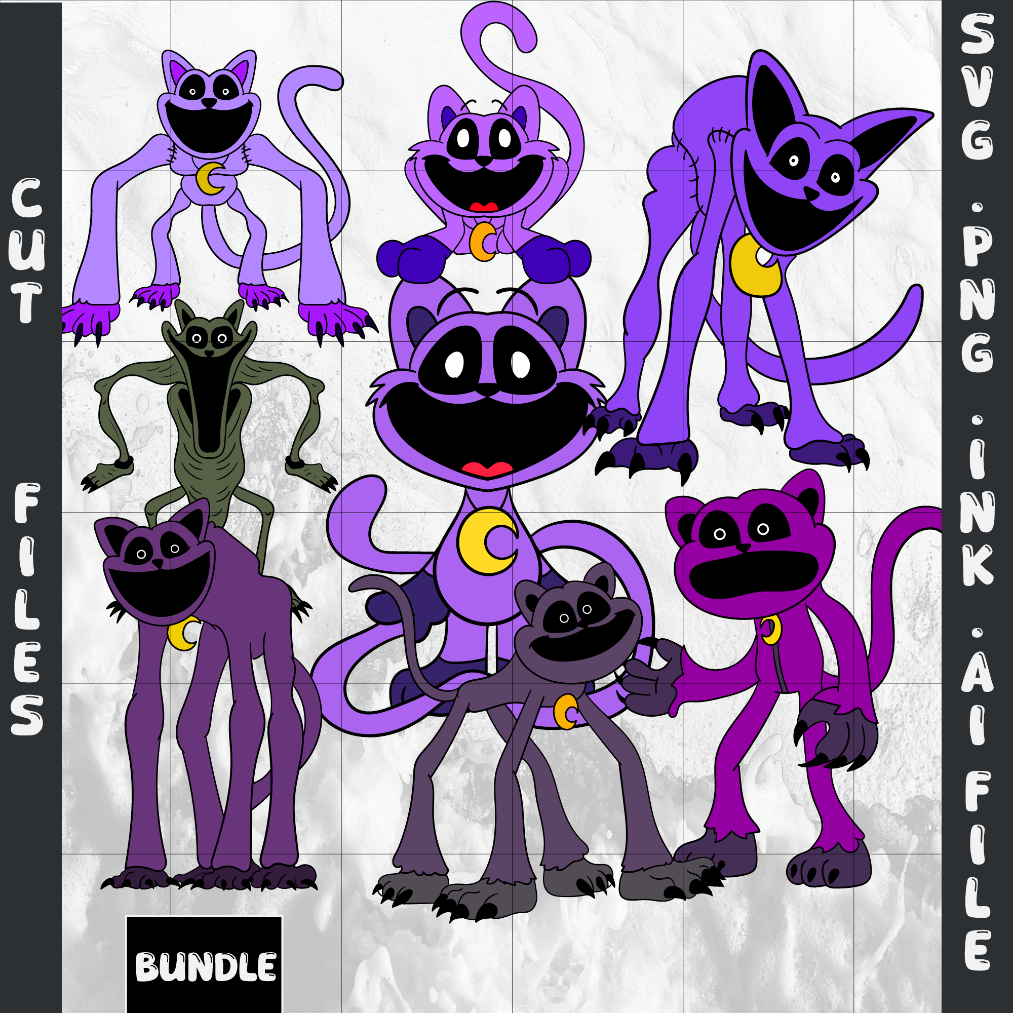 Editable Bundle Smiling Critters SVG, CatNap SVG, CatNap Nig | Inspire ...