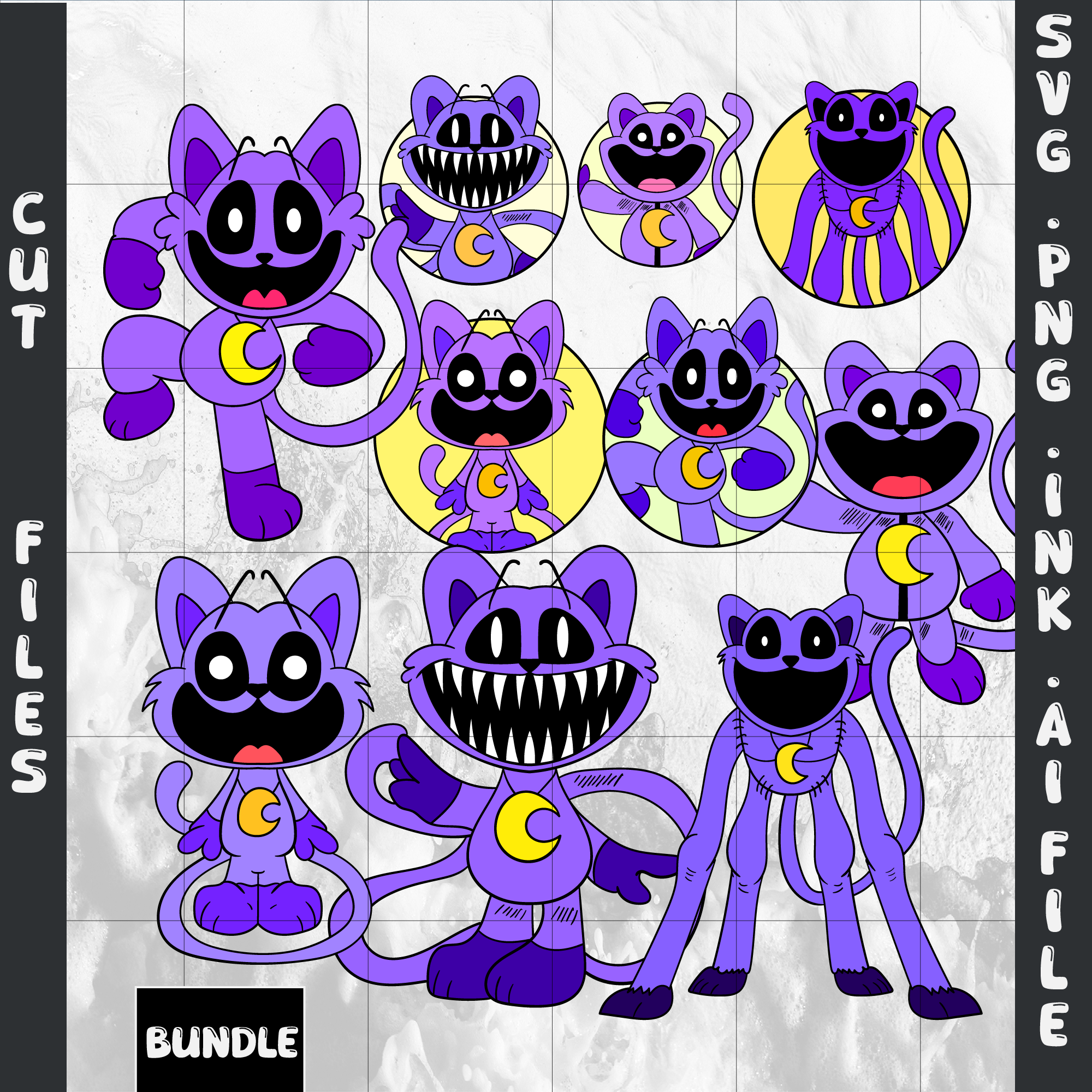 Bundle Customizable Smilling Critters CatNap Monster SVG, Ca | Inspire ...