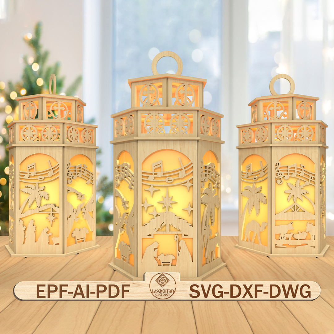 3D Christmas Nativity Lantern Laser Cut File | Inspire Uplift