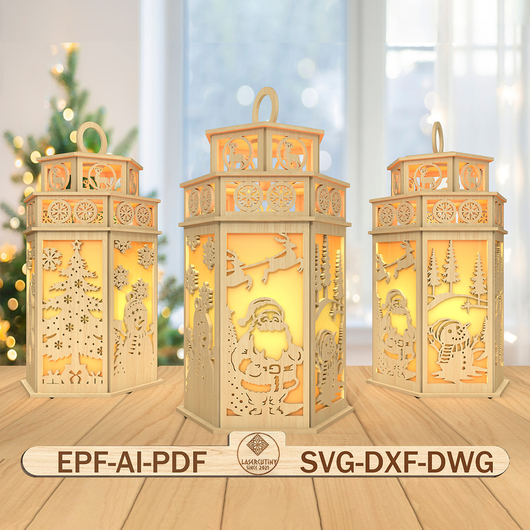 3D Christmas Lantern Laser Cut File | Inspire Uplift