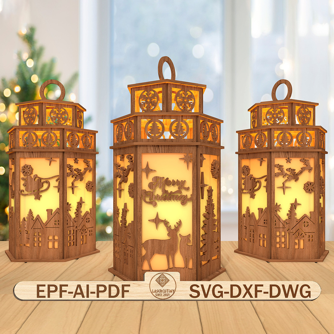 3D Christmas Lantern Laser Cut File | Inspire Uplift