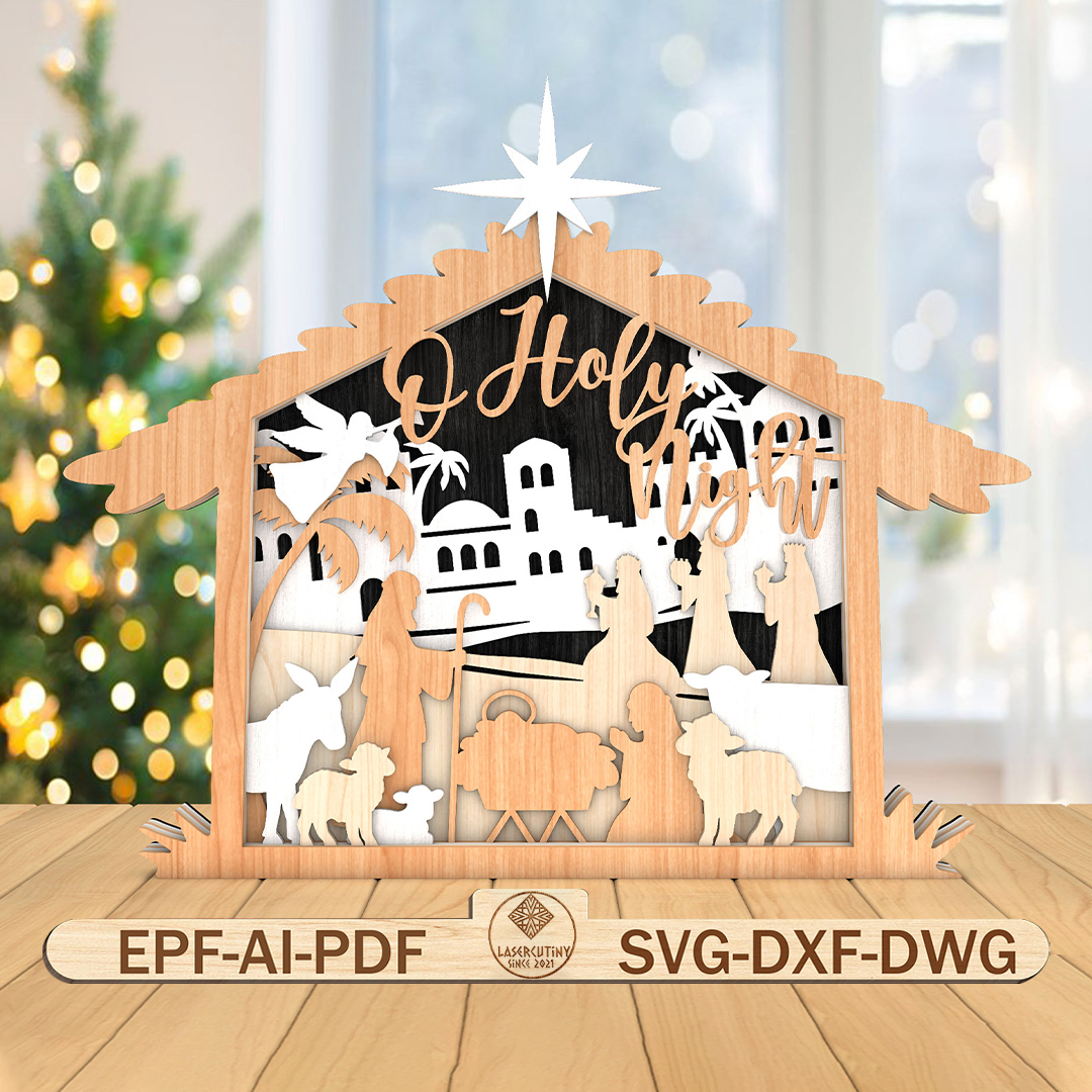 Multilayer Stable Scene Art svg, Nativity scene svg | Inspire Uplift