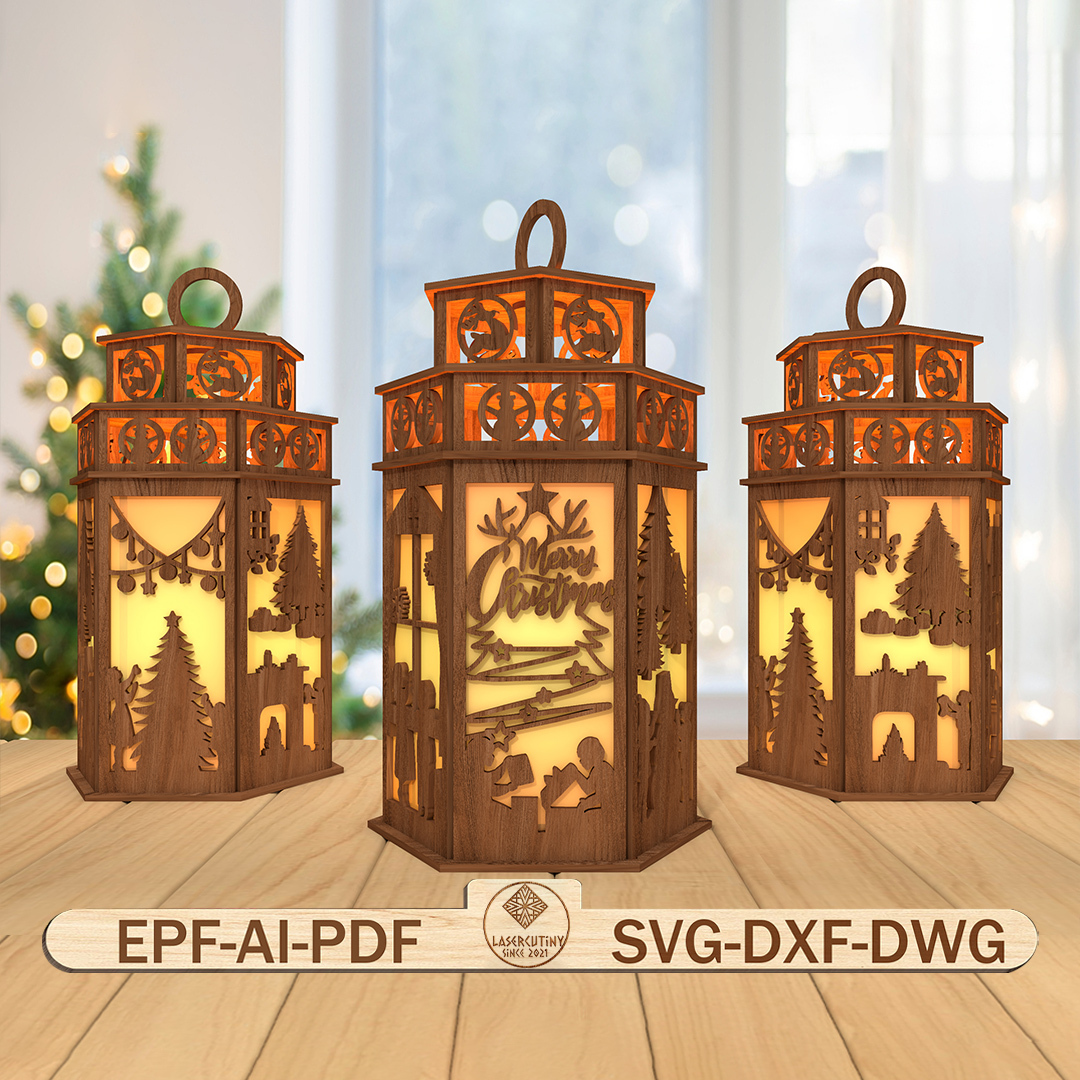 3D Christmas Lantern Laser Cut File | Inspire Uplift