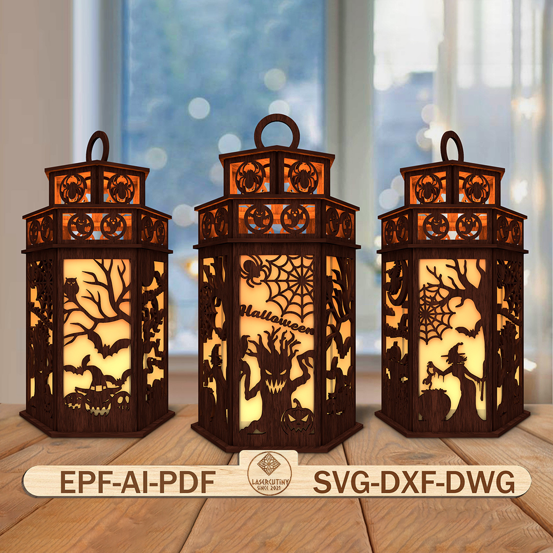 3D Halloween Lantern Laser Cut File | Inspire Uplift