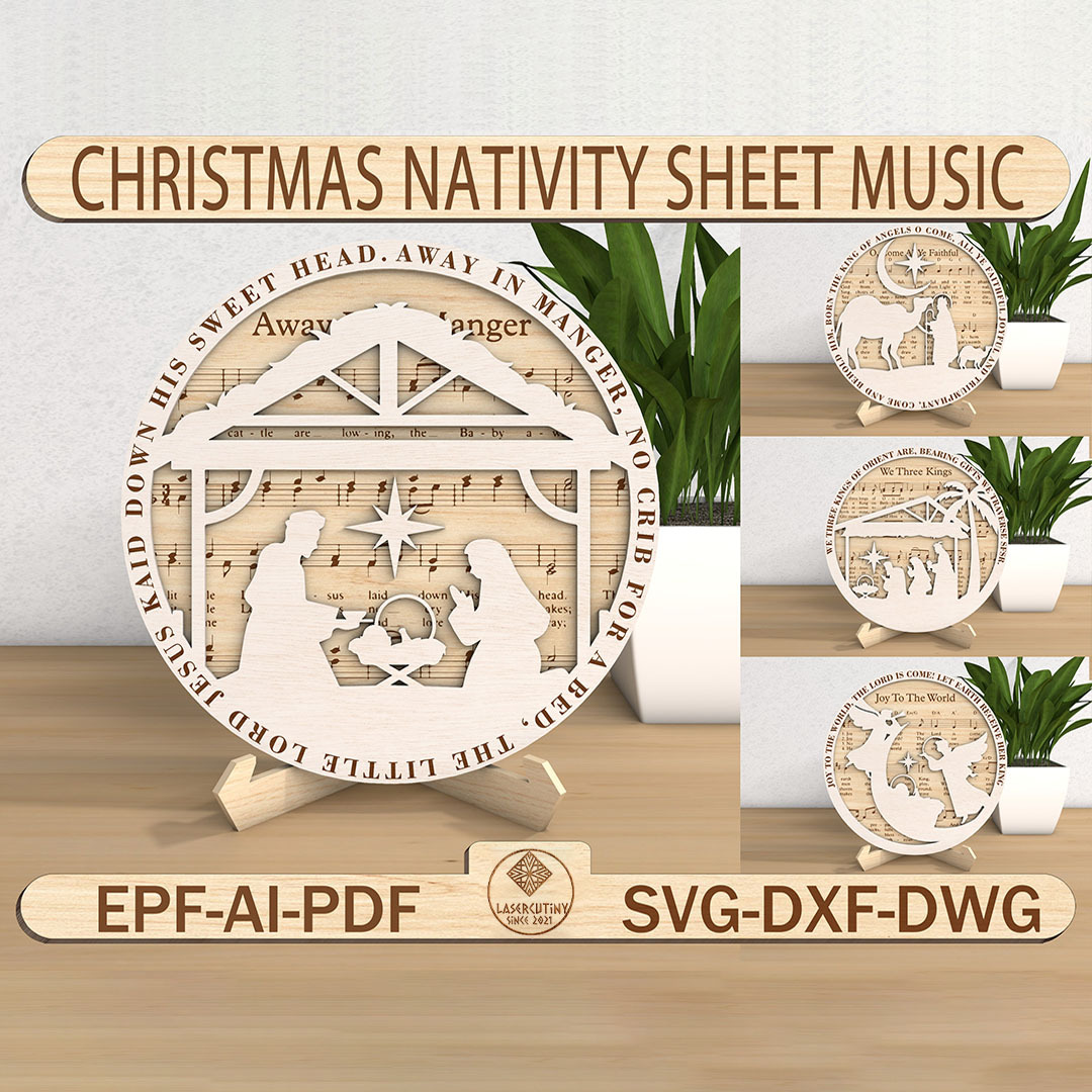 Christmas Nativity Sheet Music Stand Decor SVG | Inspire Uplift