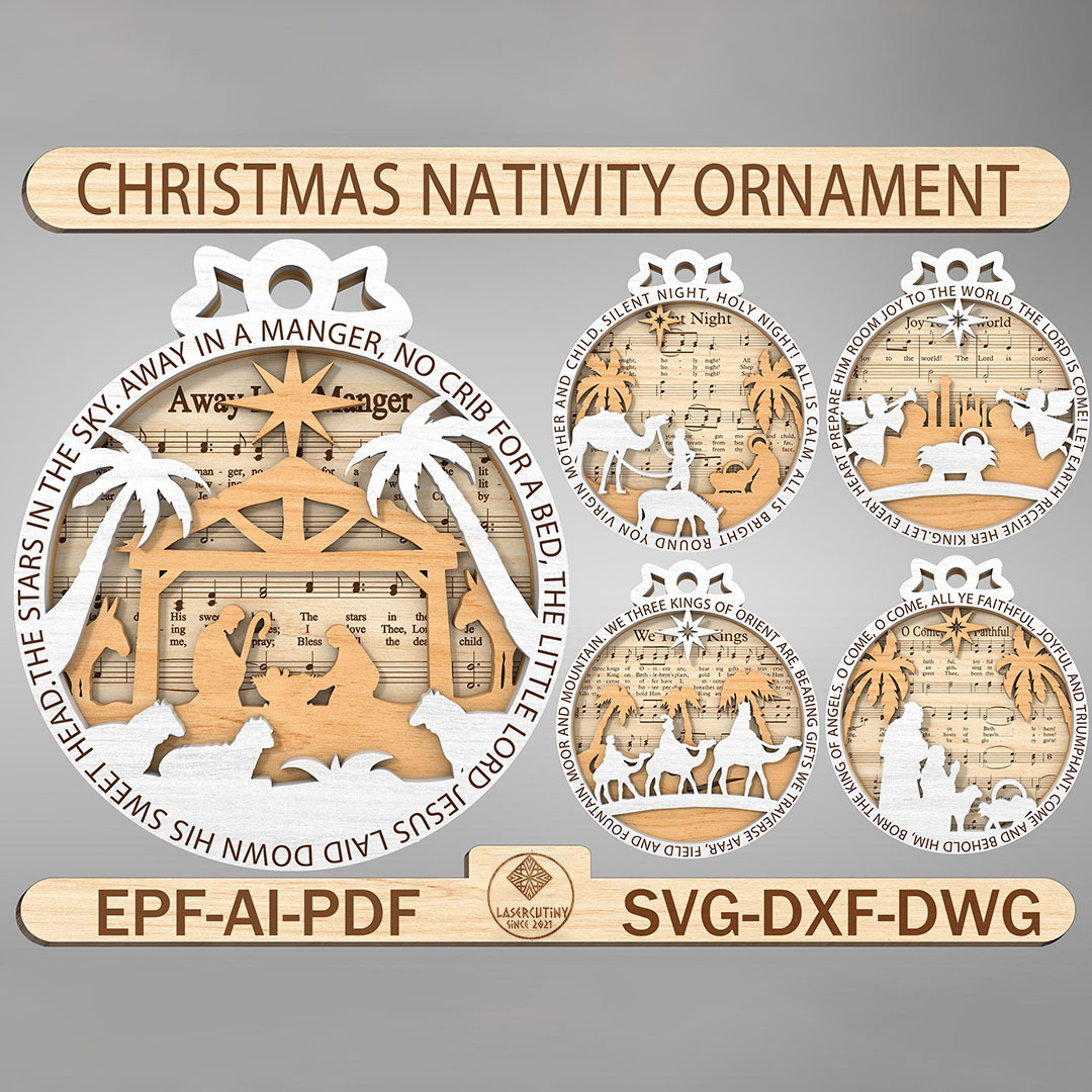 Nativity Scene Ornament Svg, Christmas Nativity Sheet Music | Inspire ...