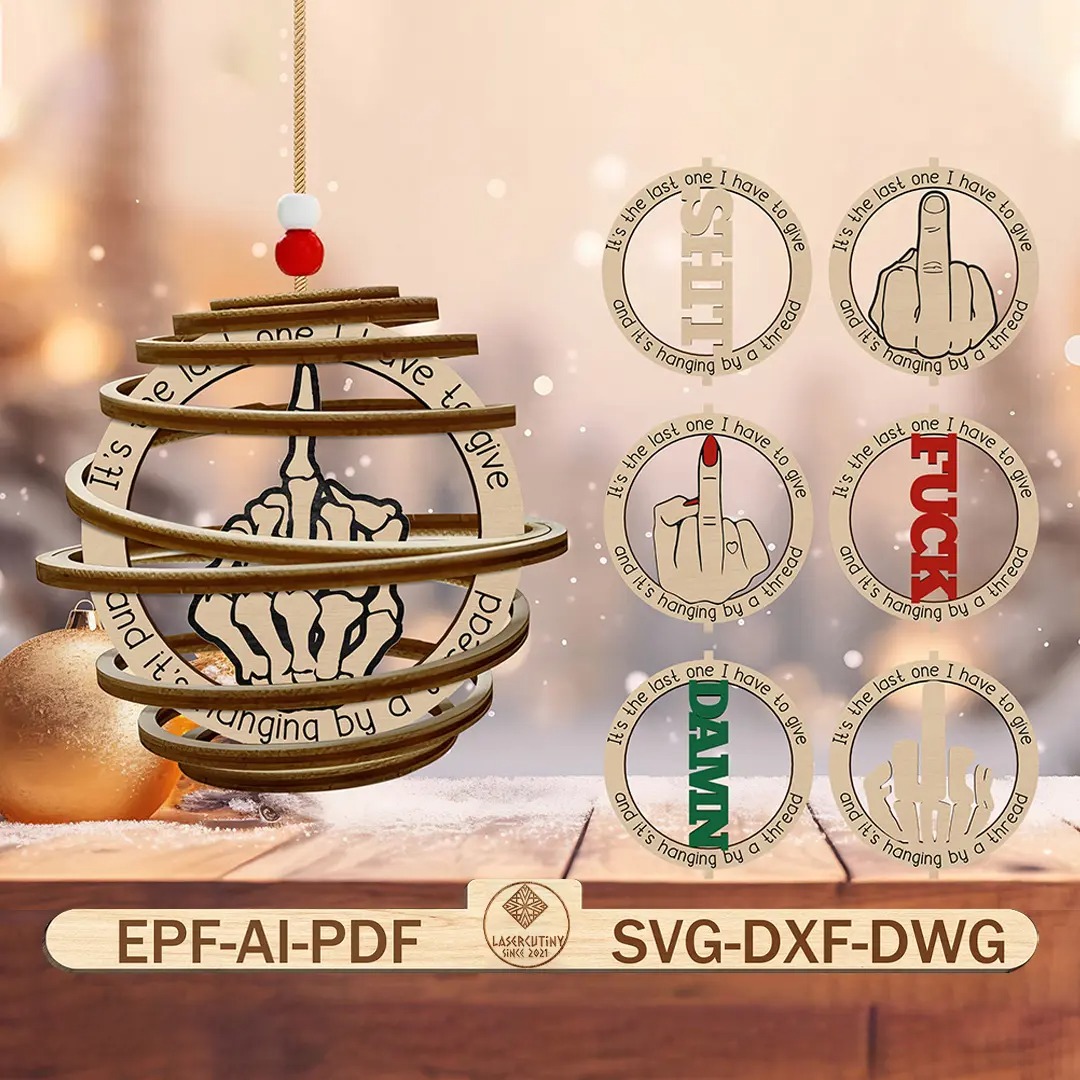 Spiral Middle Finger Ornament Laser Cut Files, Funny Ornamen | Inspire ...