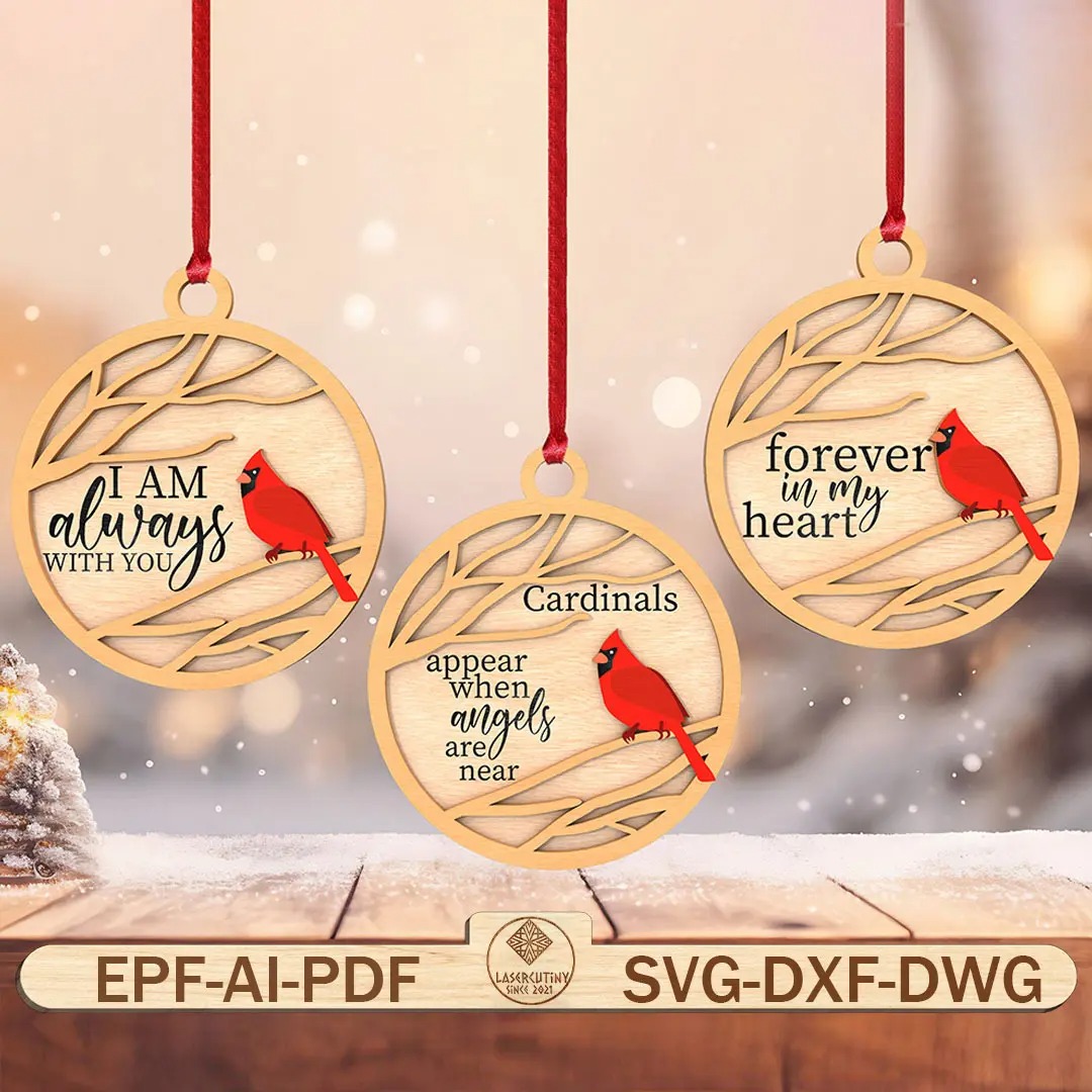 Cardinal Memorial Ornament Svg, Memorial Christmas Ornament | Inspire ...