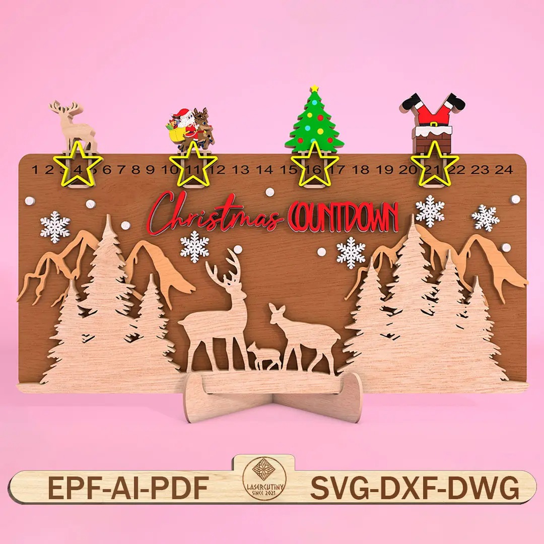 Christmas Scene Sliding Calendar Svg, Christmas Countdown St | Inspire ...