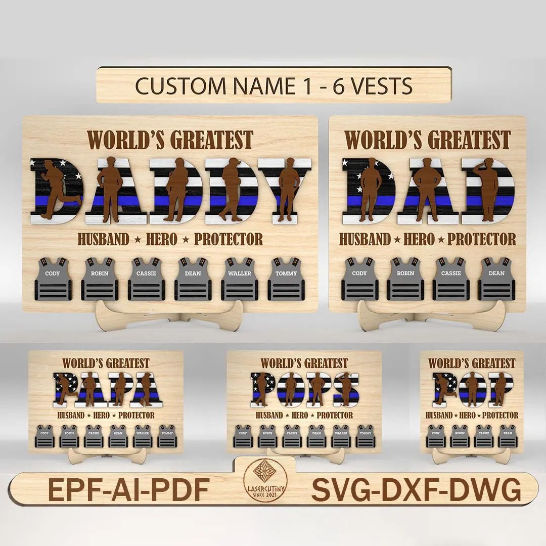 Personalized World's Greatest Dad Sign SVG, Police Dad Sign | Inspire ...