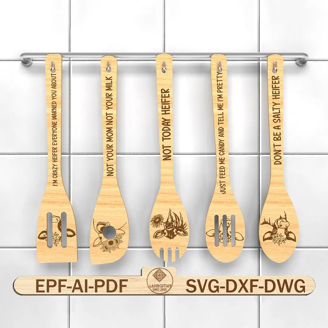 Floral Cow Wooden Spoons svg, Cow lovers svg, Kitchen Gift s | Inspire ...
